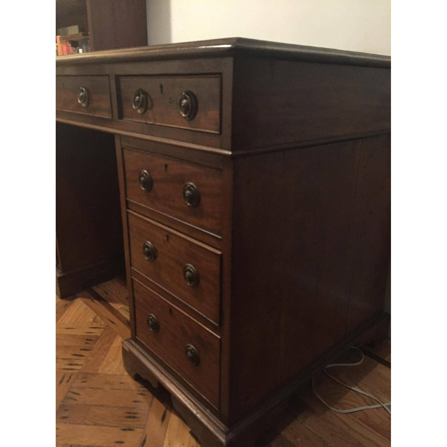 Antique Leather Top Captain's Desk - AptDeco