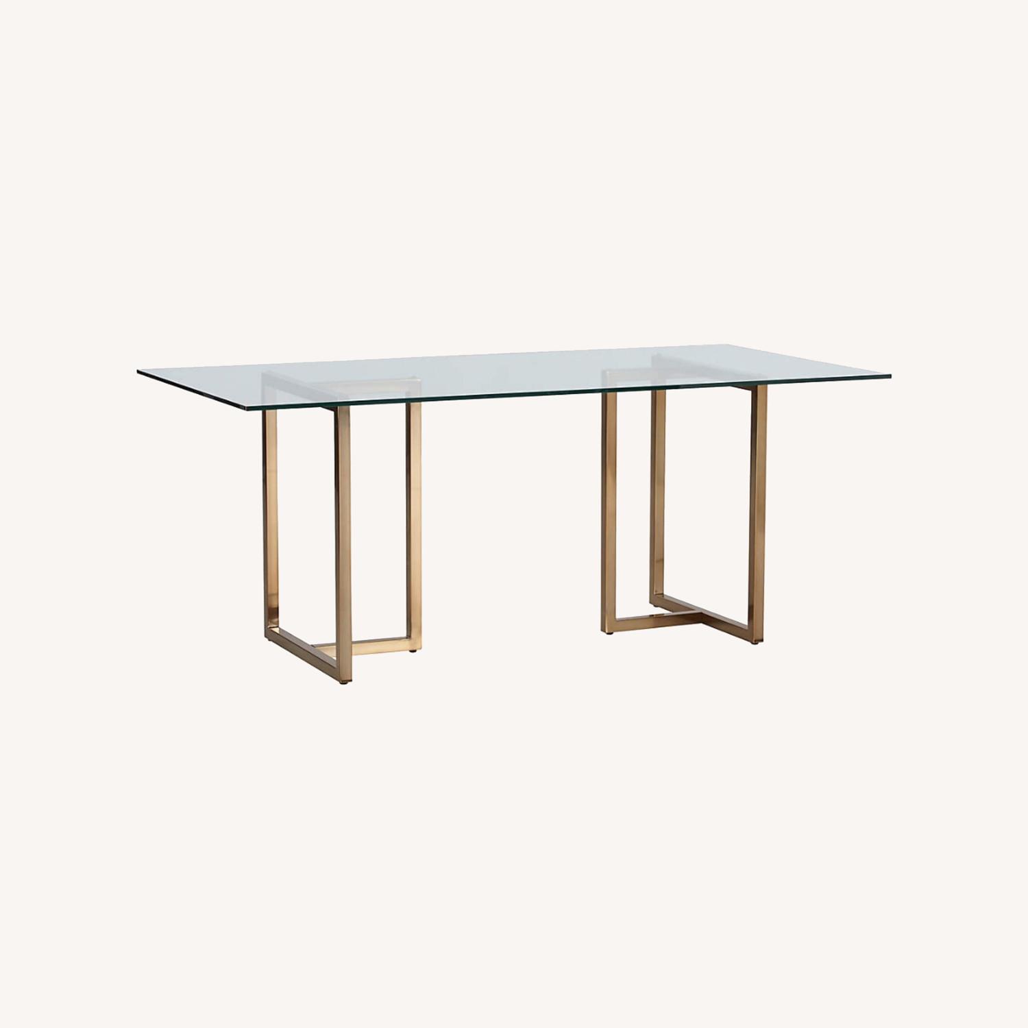 CB2 Glass amd Brass Dining Table - AptDeco