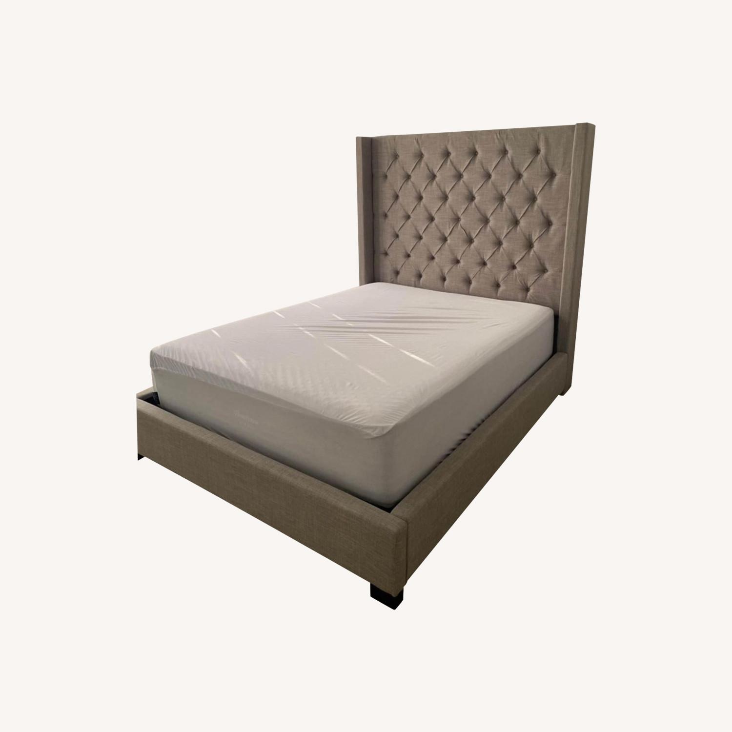 Grey Monroe II Upholstered Queen Bed Frame - AptDeco