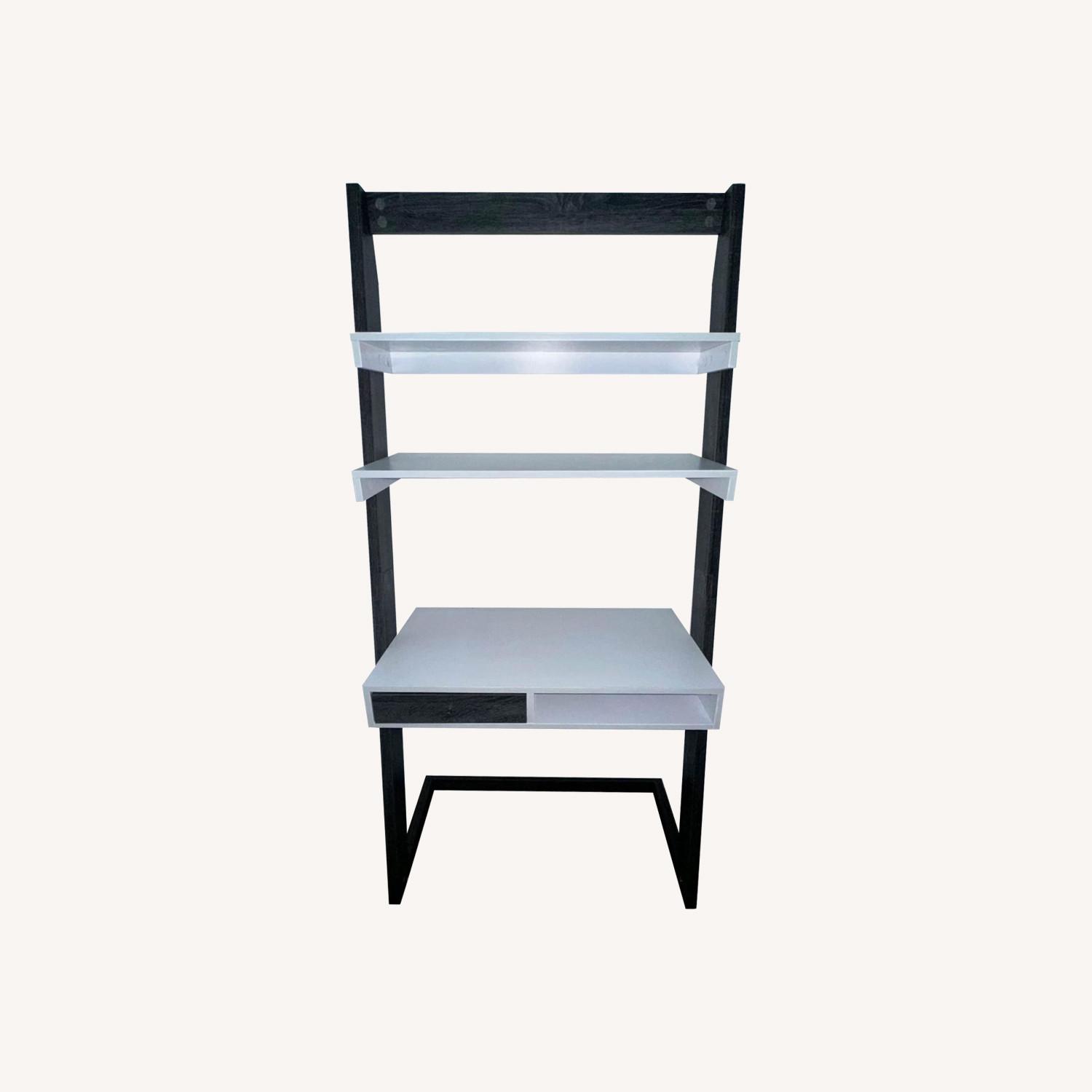 Ladder Desk W Drawer – White/Dark Gray - AptDeco