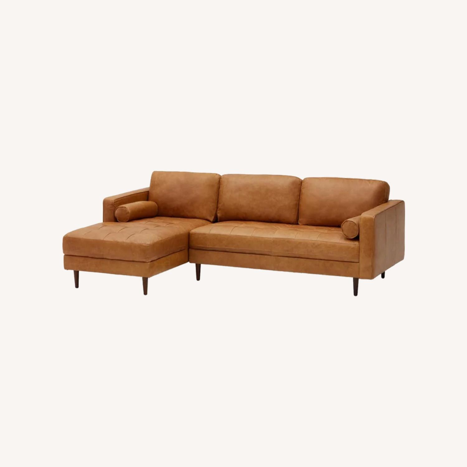 Structube Leather Sectional Sofa - AptDeco