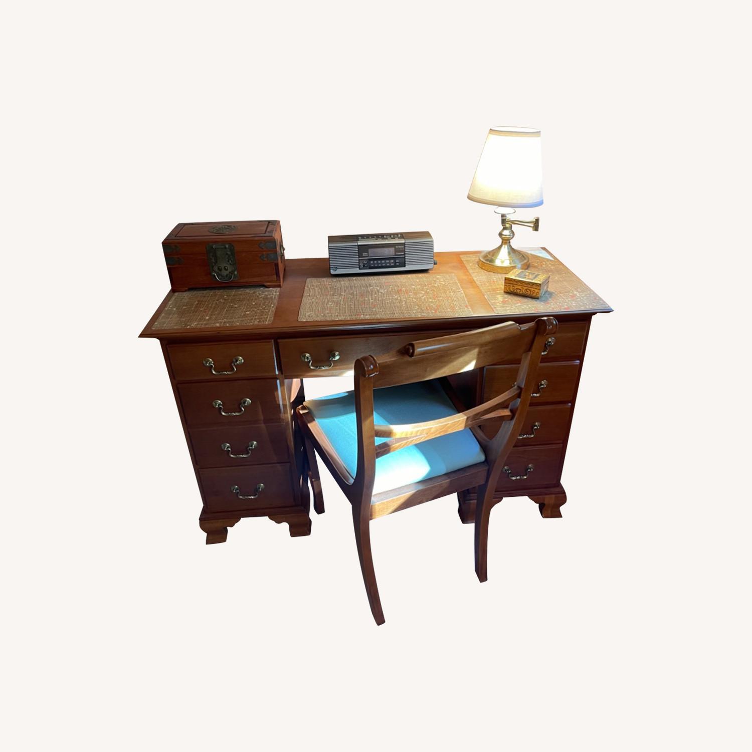Solid Cherry Wood Desk and Chair - AptDeco