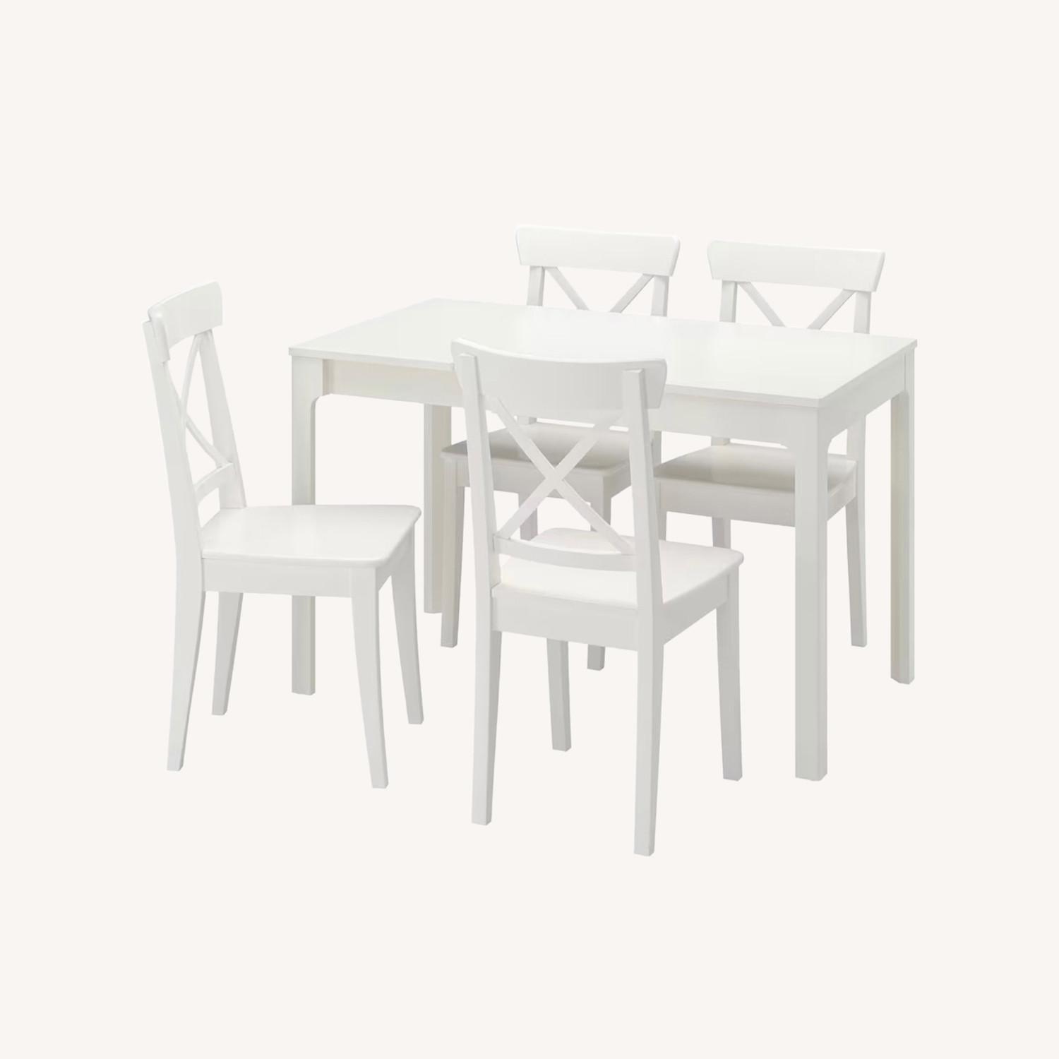 IKEA EKEDALEN / INGOLF White Dining Table Set for 4 - AptDeco