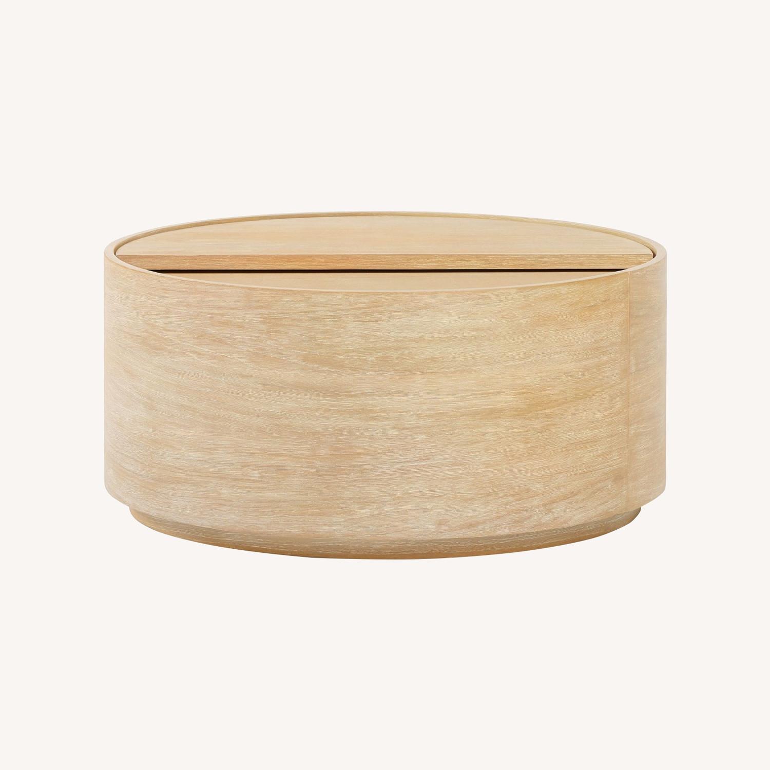 West Elm Volume Round Storage Drum Coffee Table - AptDeco