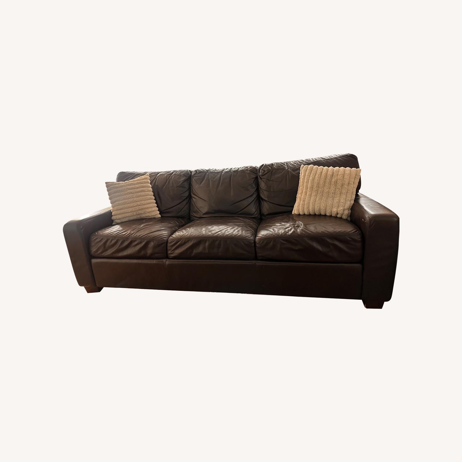 Hancock Park Leather Sofa (Pullout Bed) - AptDeco