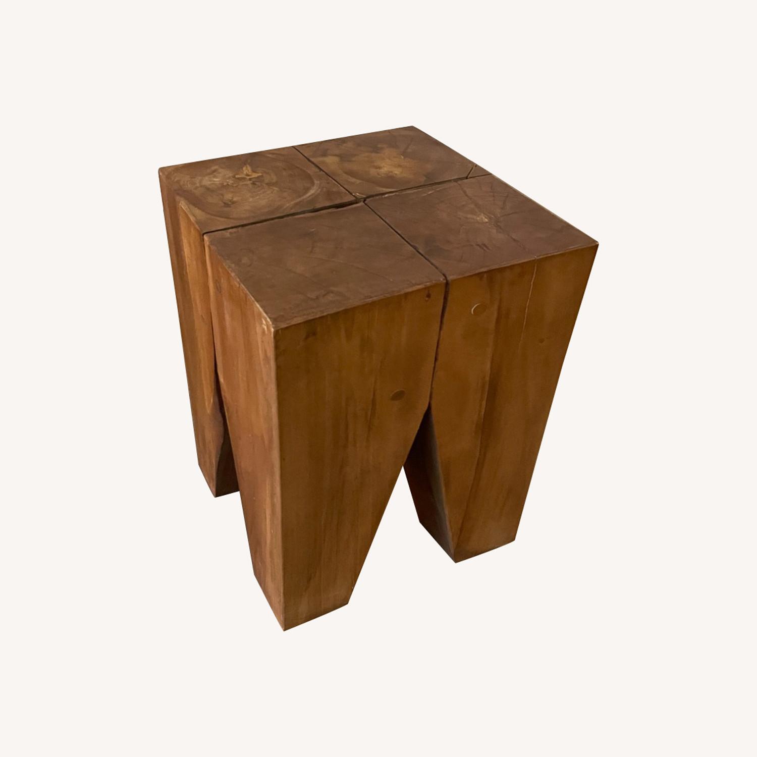 Urban Outfitters Wood Block Square Stool - AptDeco