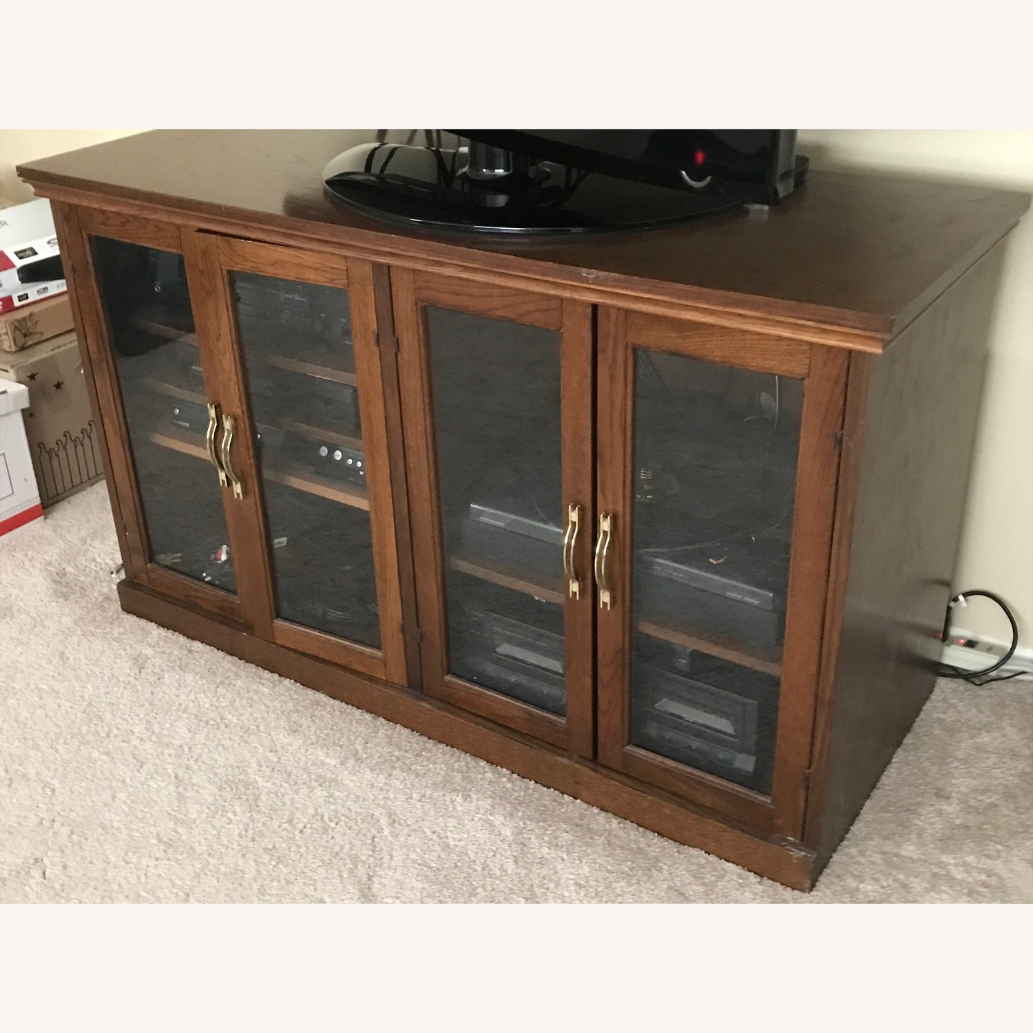 Wood Entertainment Center for AV Comp - AptDeco