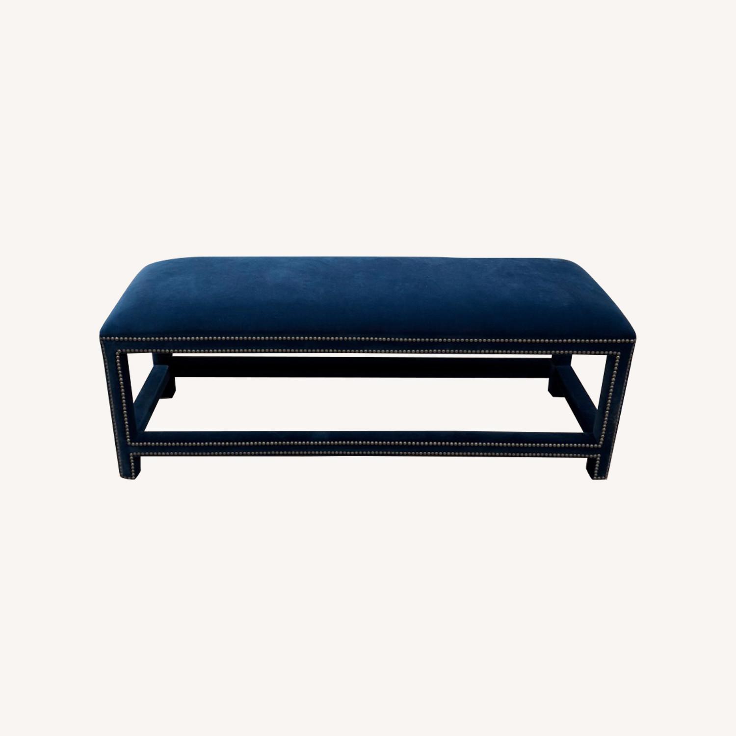Upscale Velvet Blue Bench - AptDeco