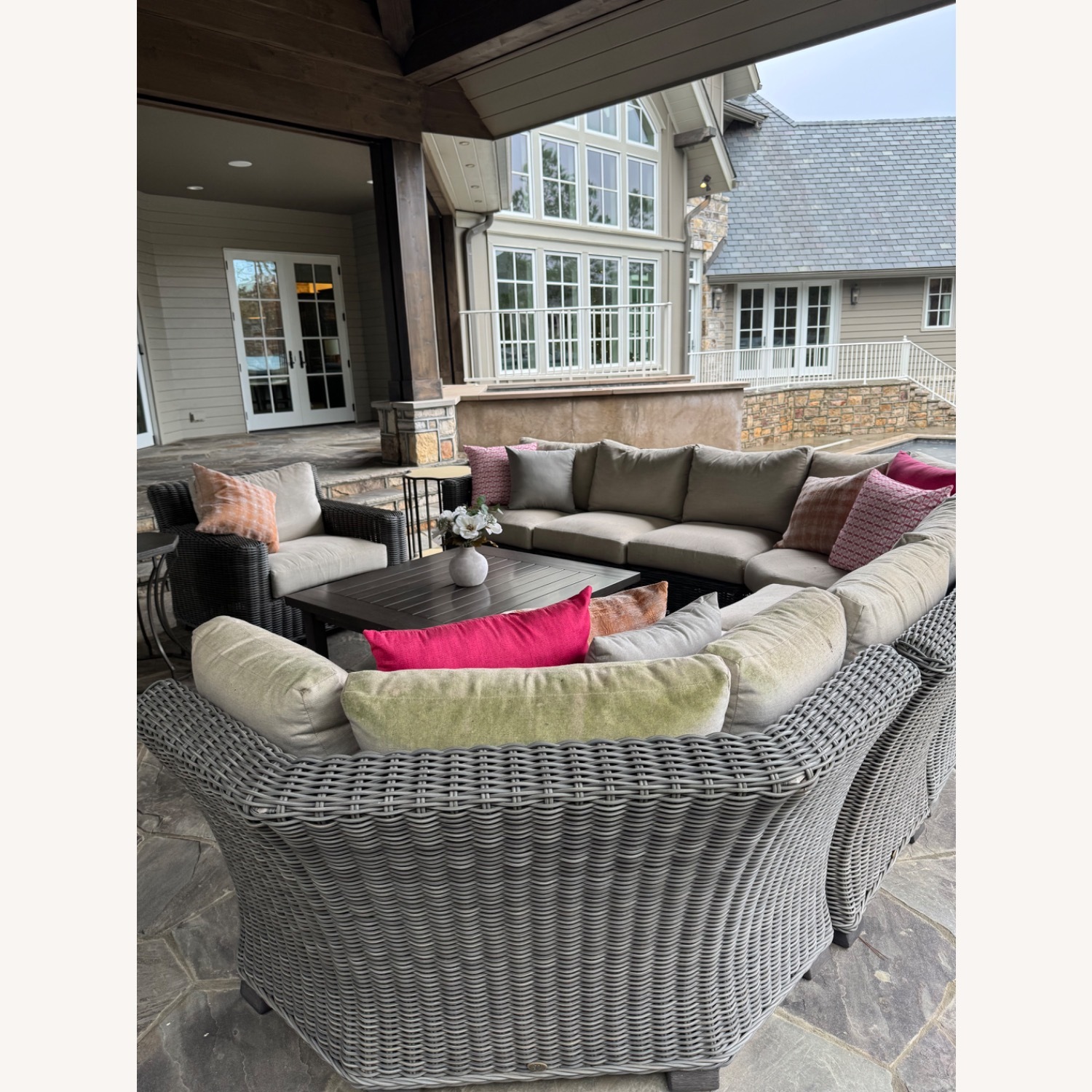 High-end Patio Set with Sectional Sofa and Tables - AptDeco