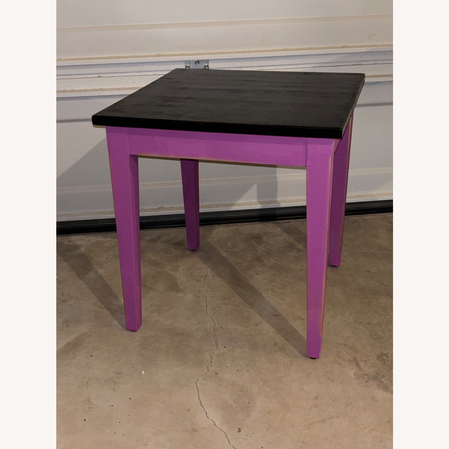 Wood-Stained/Purple Side Table - AptDeco