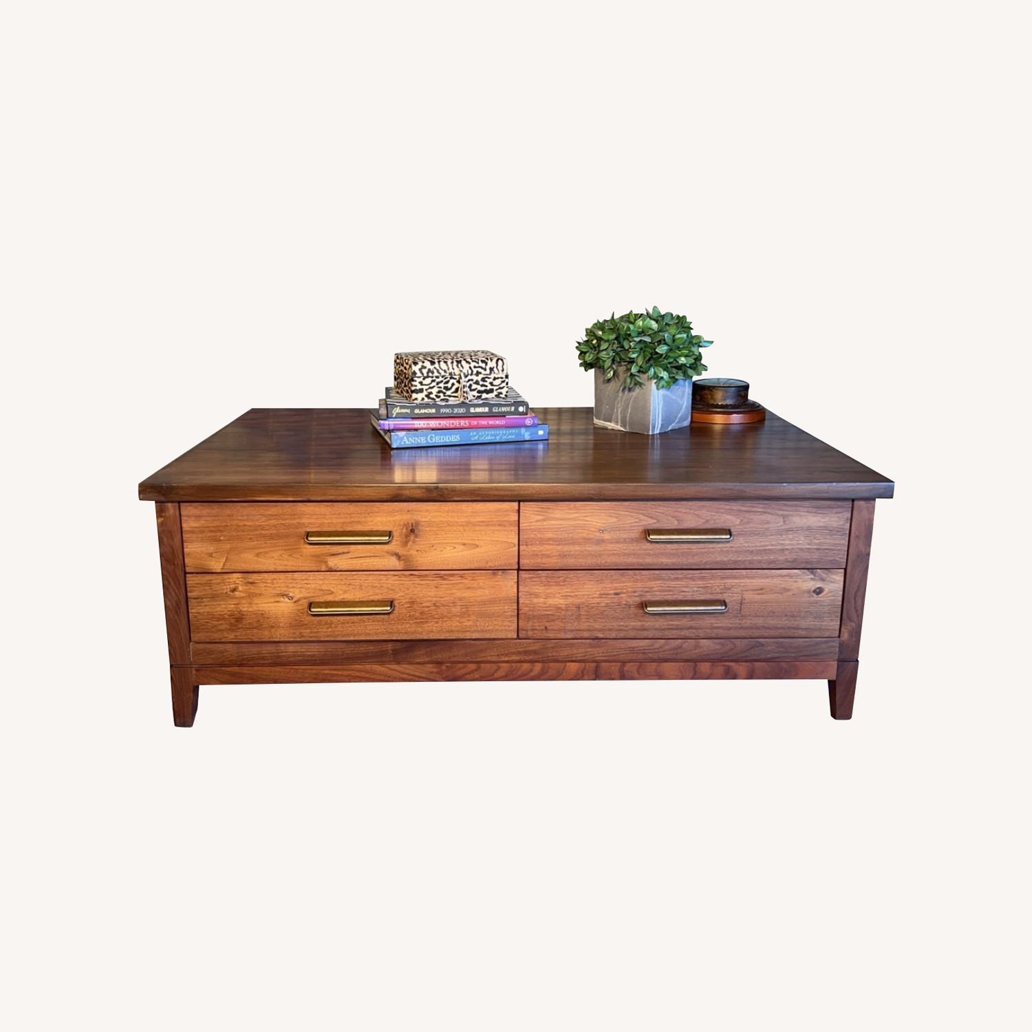 Solid Walnut Refinished Coffee Table - AptDeco