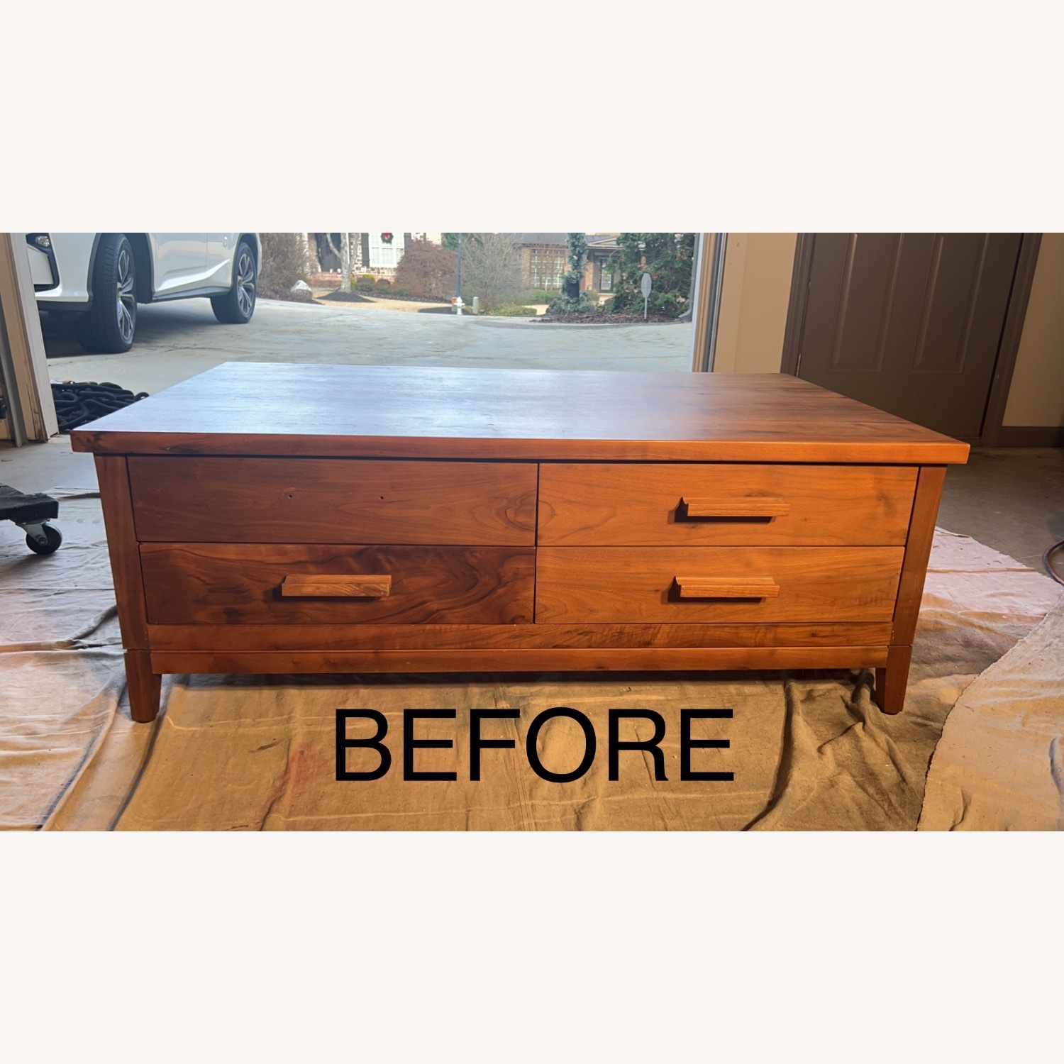 Solid Walnut Refinished Coffee Table - AptDeco