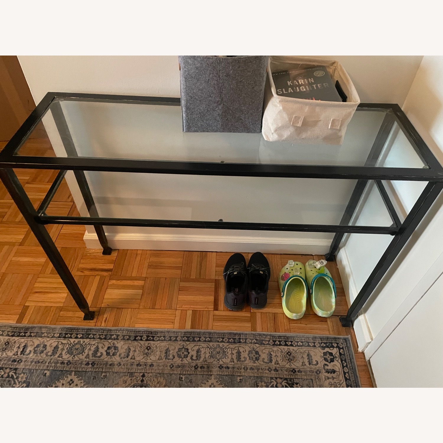 Metal and Glass Console Table/ Entry Table - AptDeco