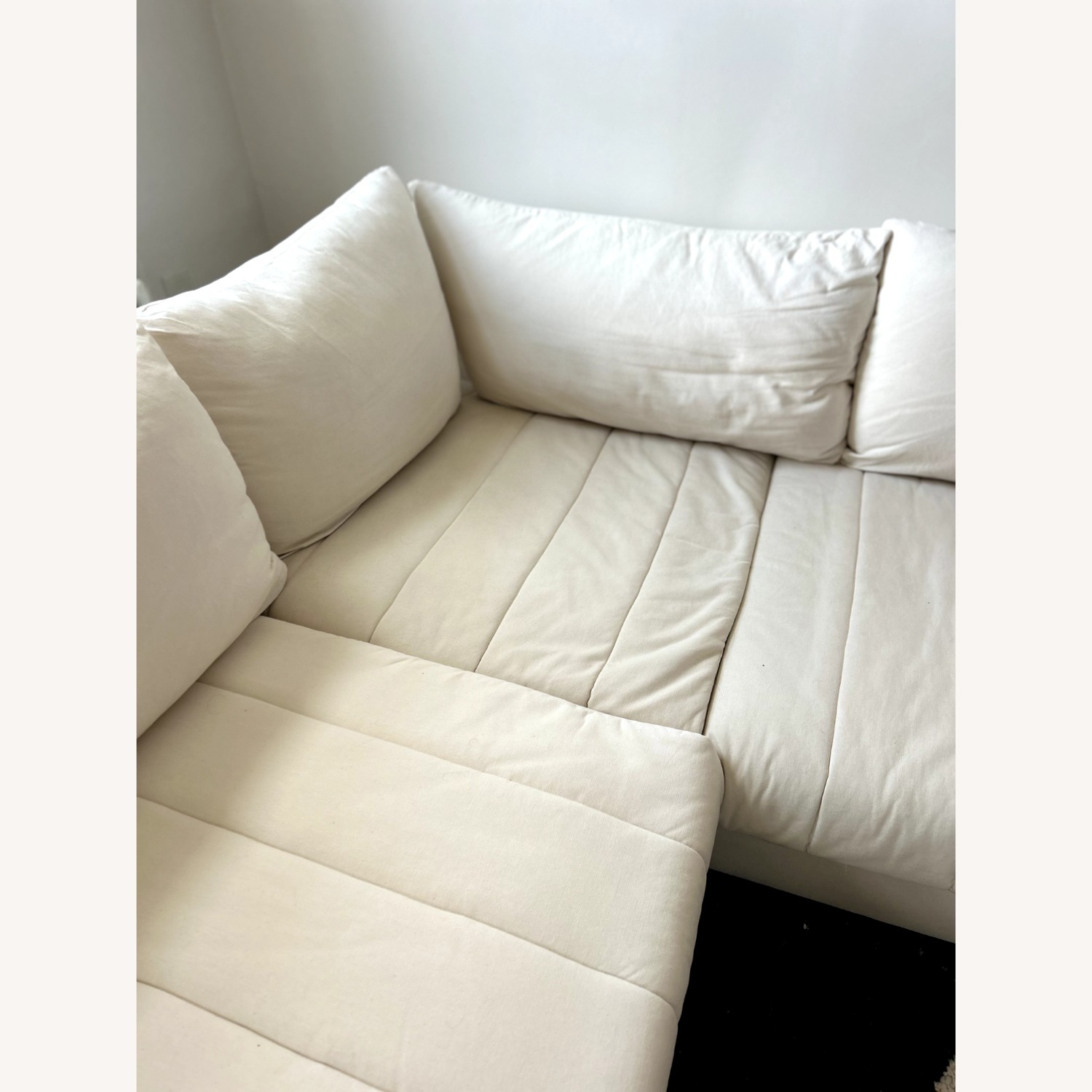 CB2 Kara Mann White Sectional Stitch Sofa - AptDeco