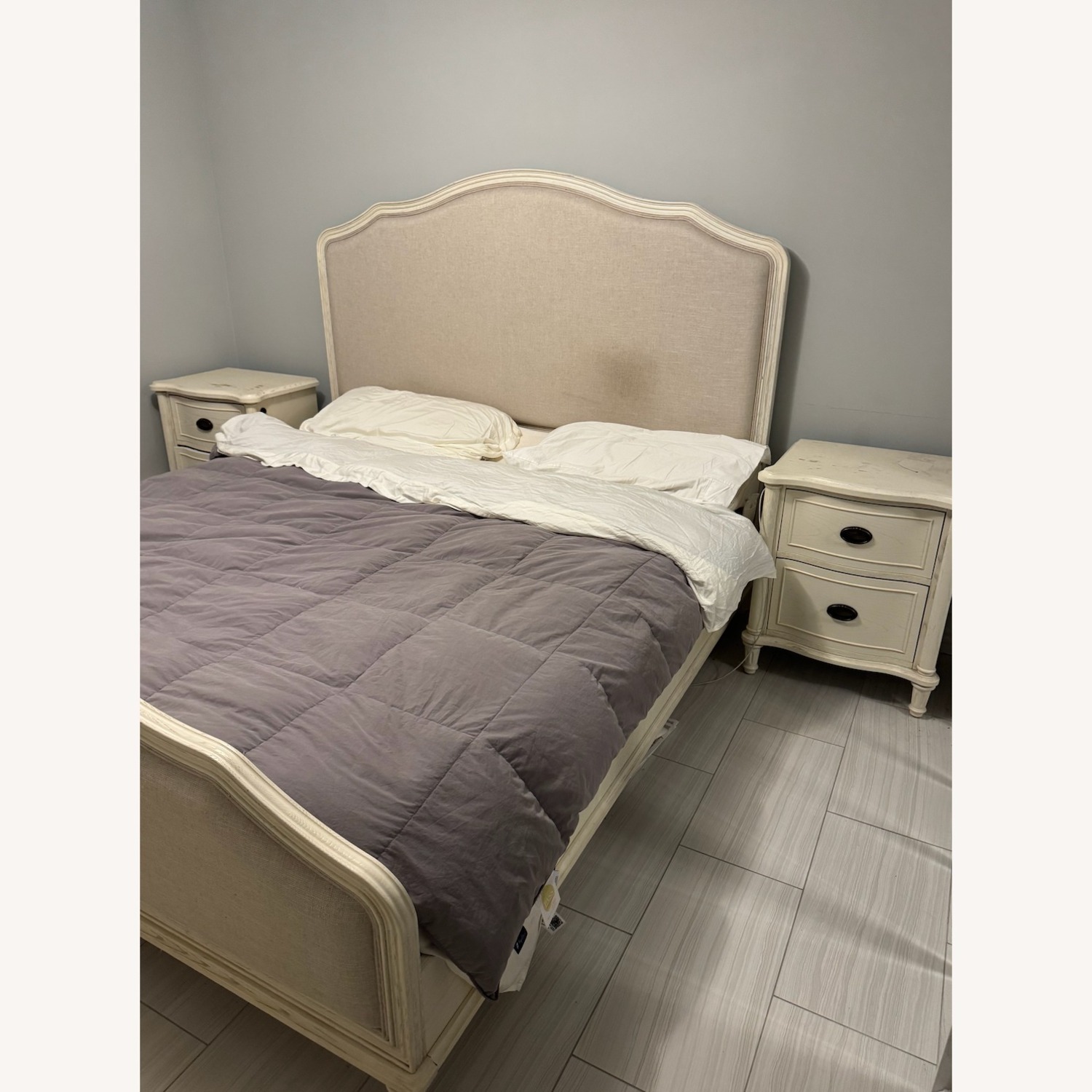 Birch Lane Watson Cream Upholstered King Bed Frame - AptDeco