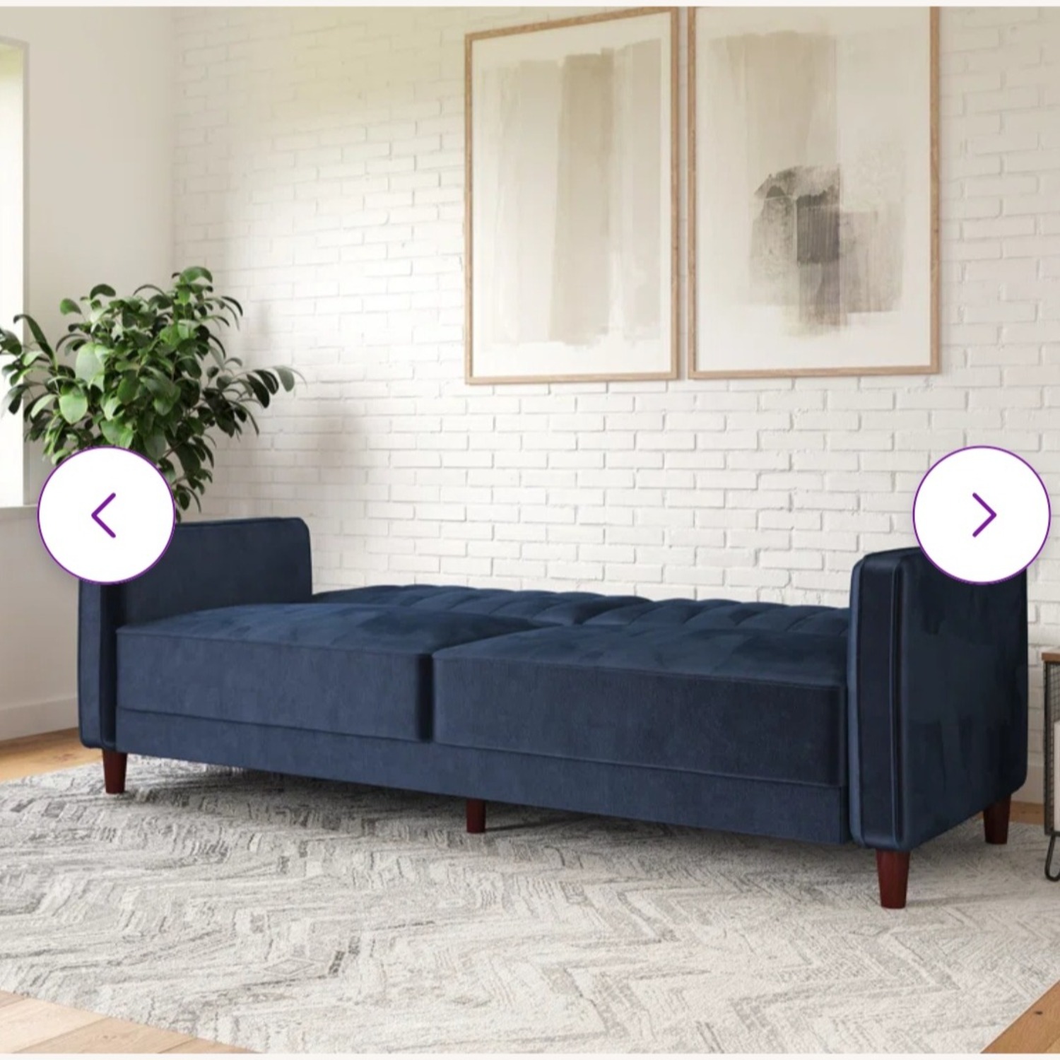 Blue Velvet Convertable Sofa - AptDeco