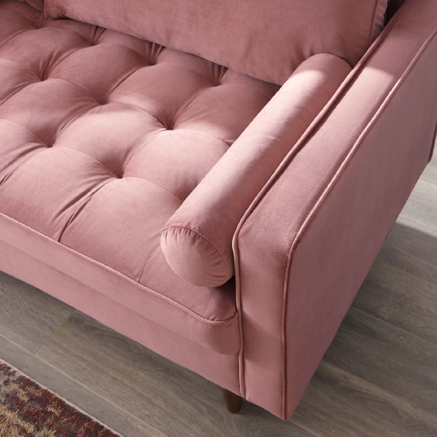Performance Sofa In Dusty Pink Velvet Upholstery - AptDeco