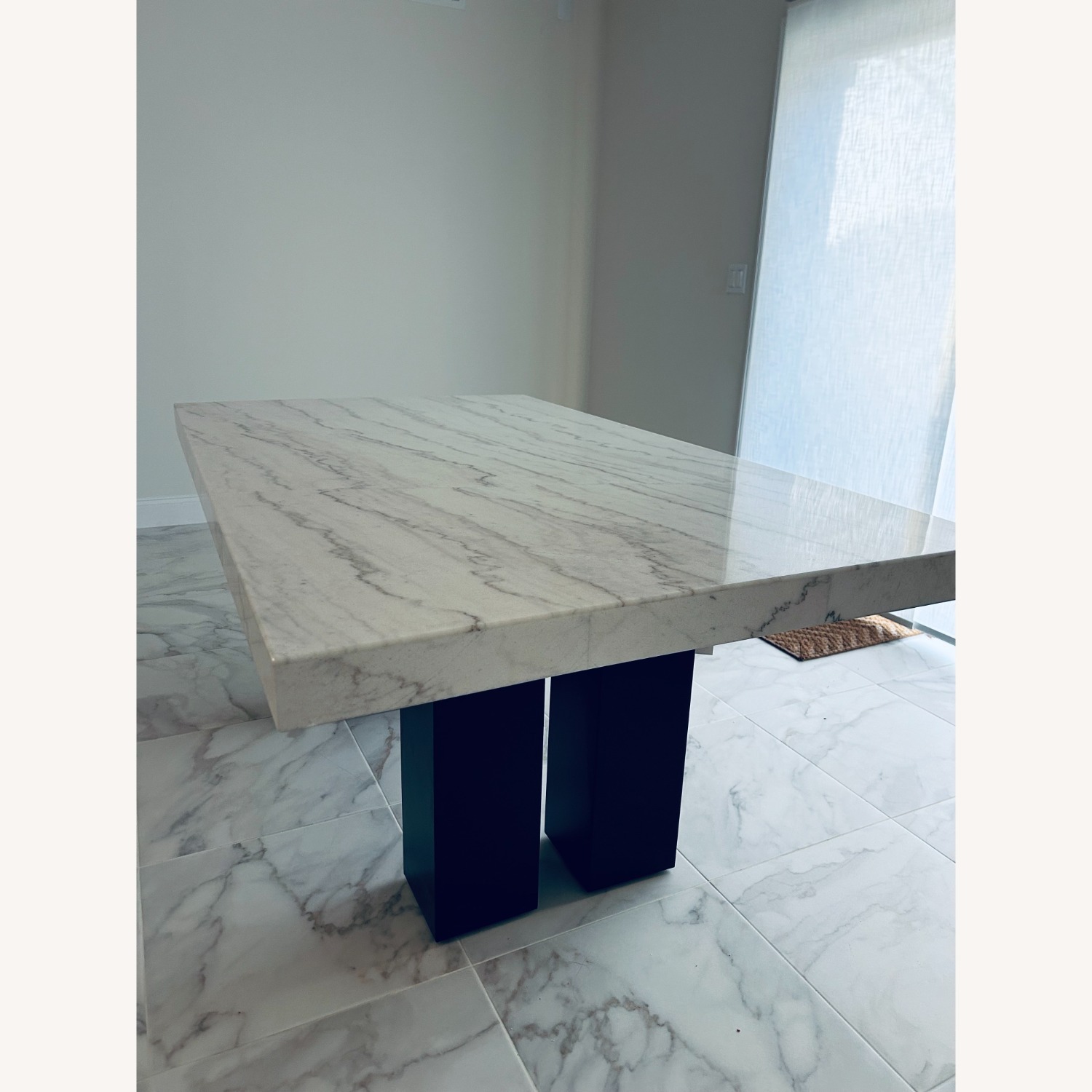 Light Grey Marble Dining Table - AptDeco