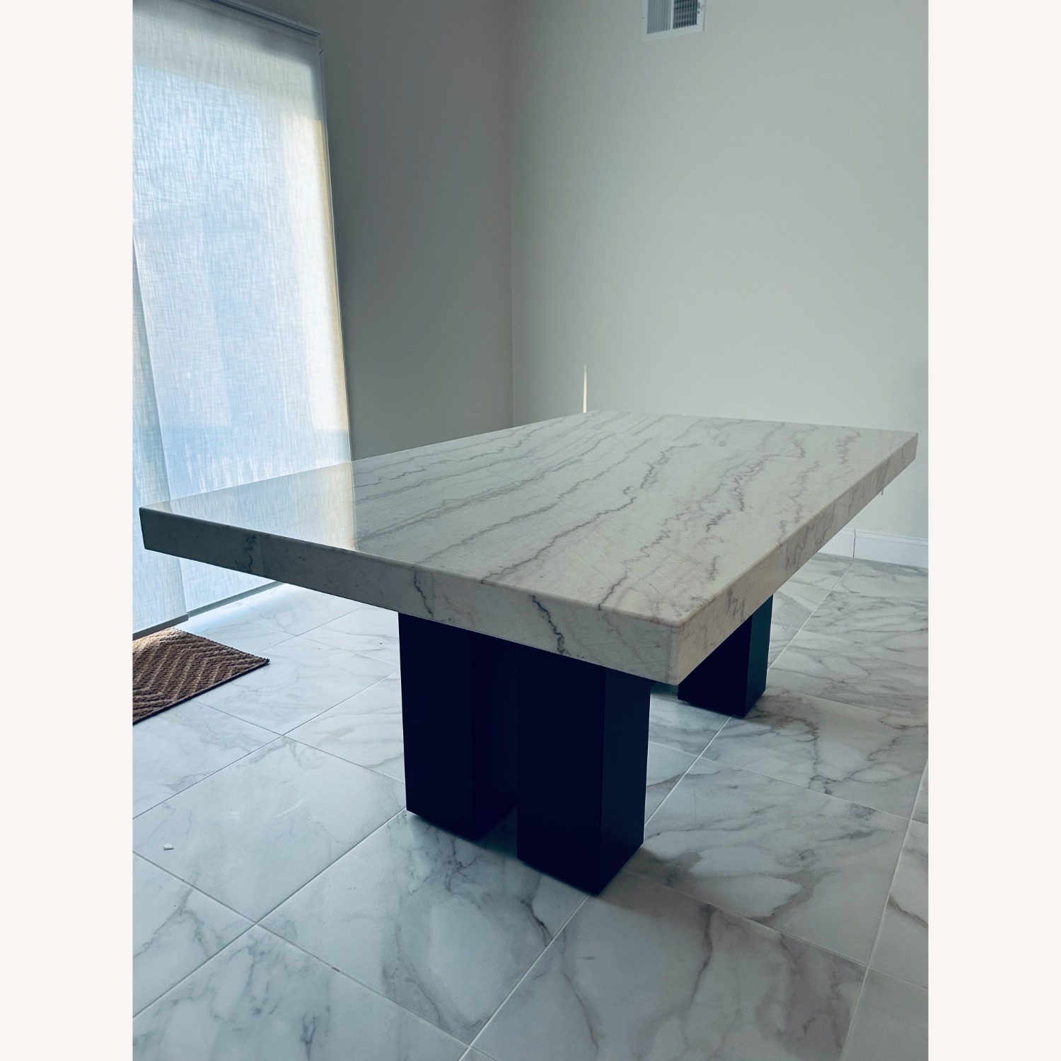 Light Grey Marble Dining Table - AptDeco