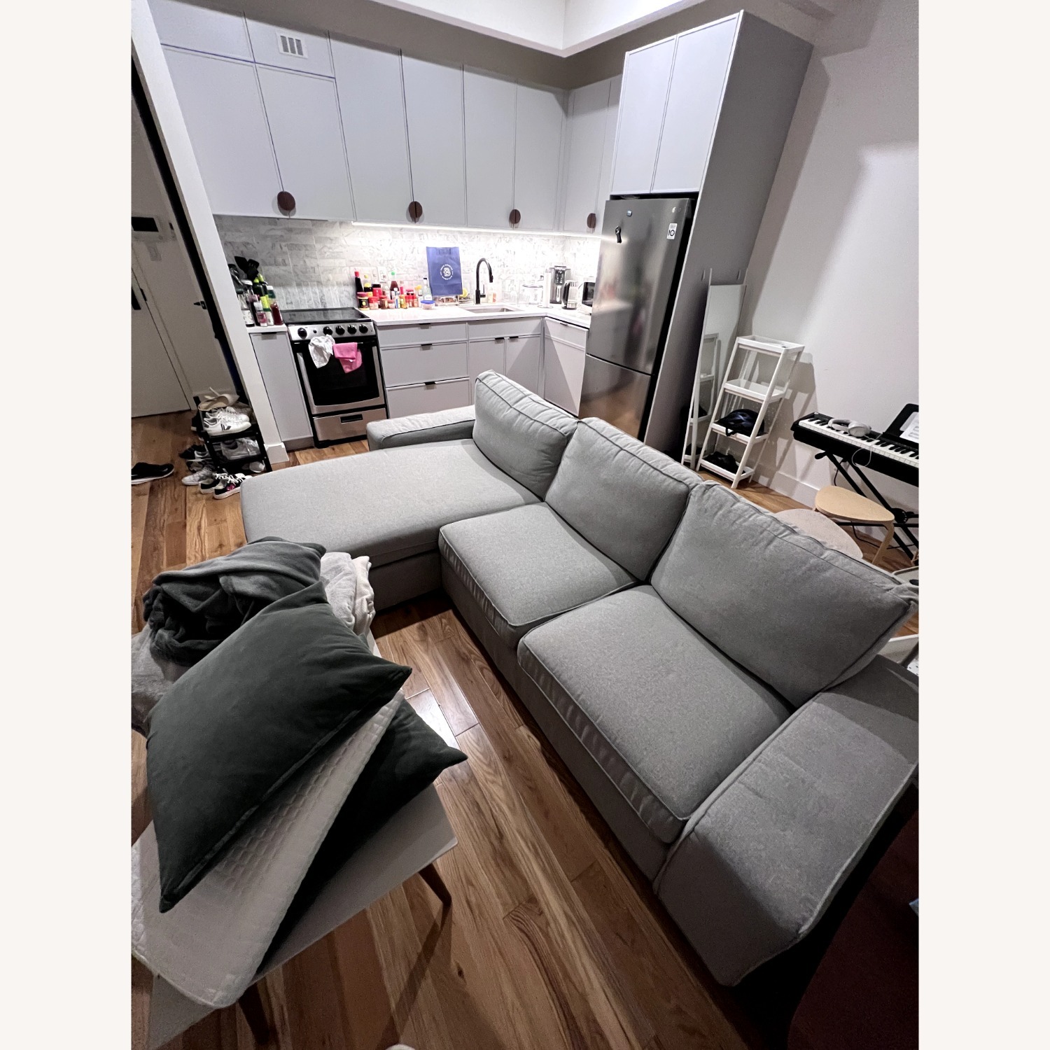 IKEA KIVIK Grey Couch 3 Piece Sectional - AptDeco