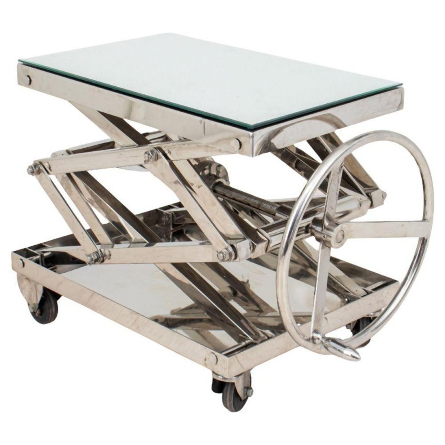 Restoration Hardware Pair of Industrial Scissor Steel Tables - AptDeco