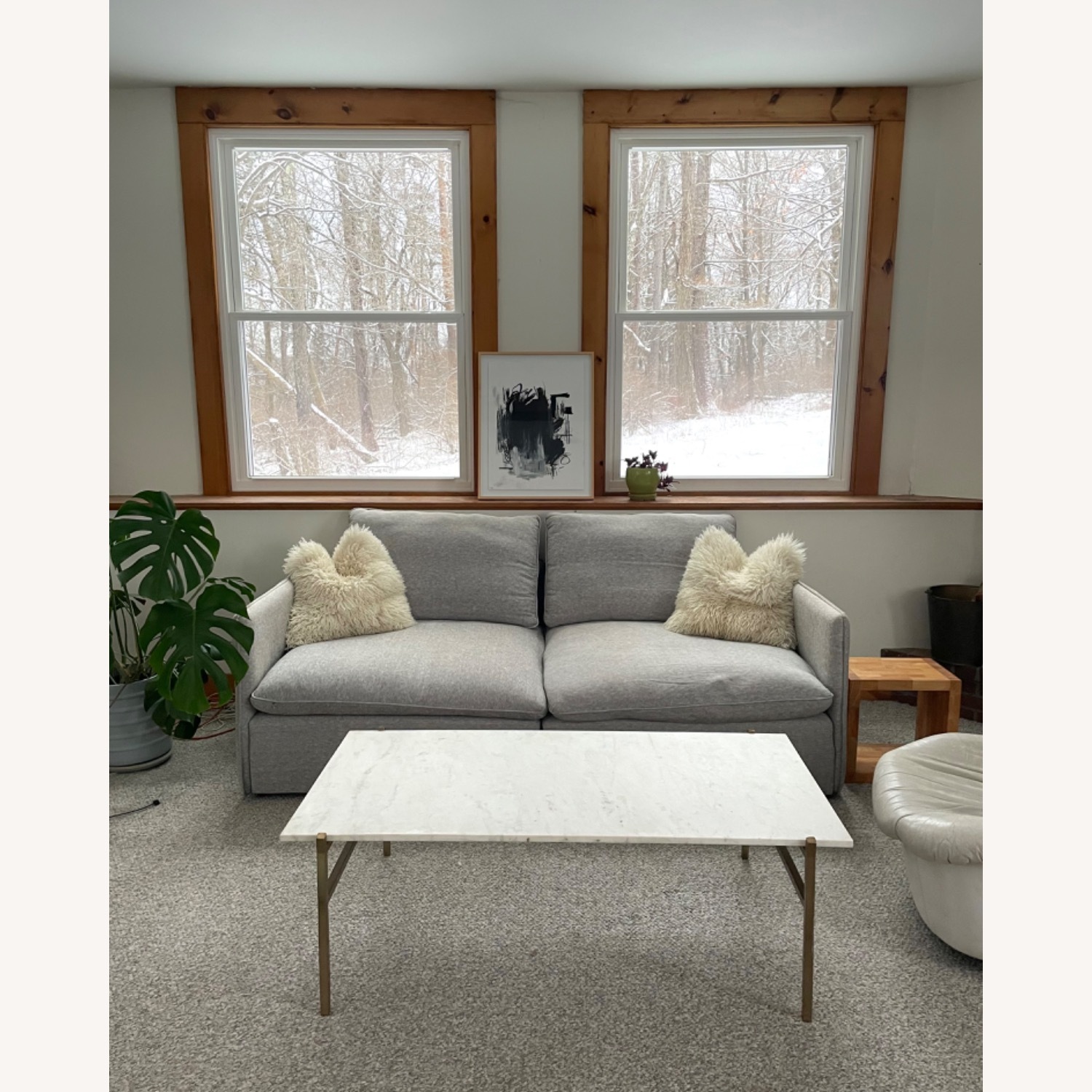 CB2 Lumin II Grey Linen Sofa - AptDeco