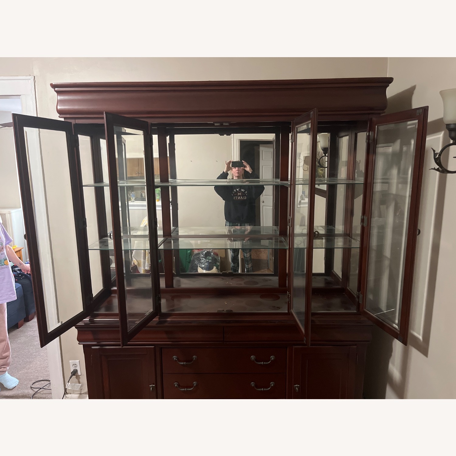 Levitz Cherry Wood China Cabinet - AptDeco