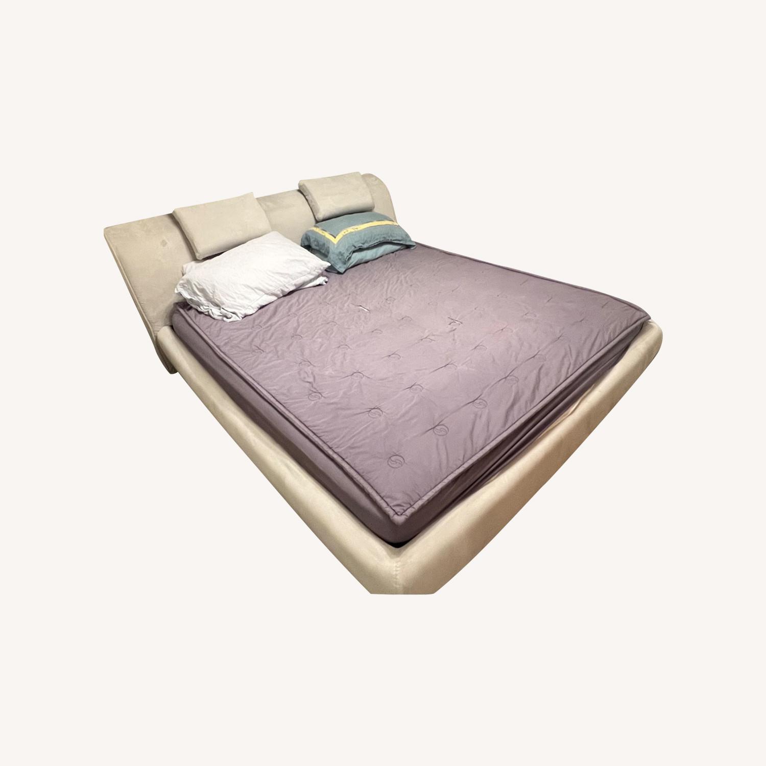 DeRucci Soft Headboard Bed - Light Gray - AptDeco