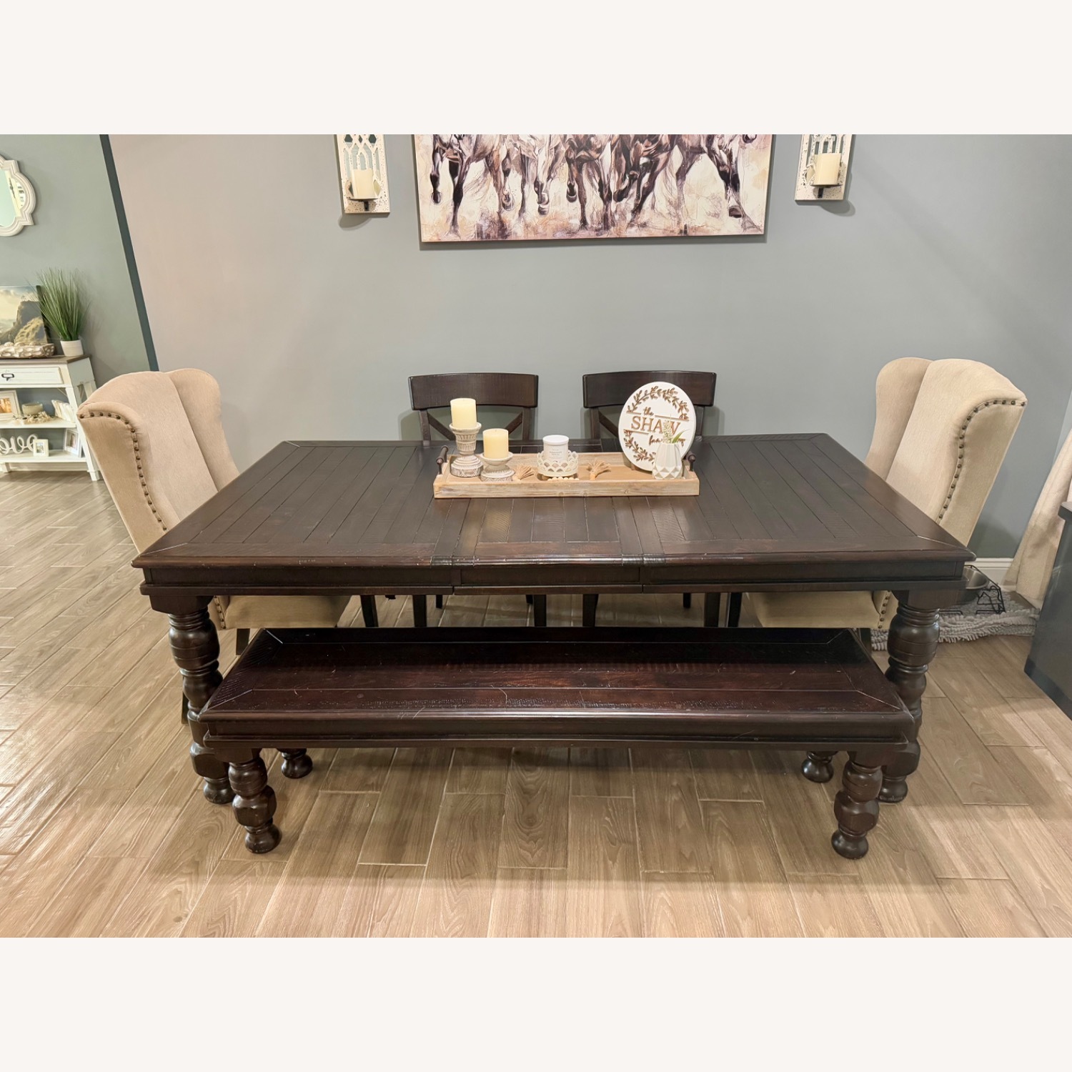 Ashley Wood Farmhouse Table - AptDeco