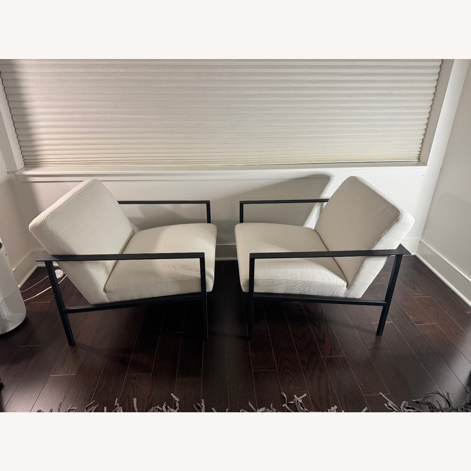 CB2 Cue White Chair with Black Legs - AptDeco