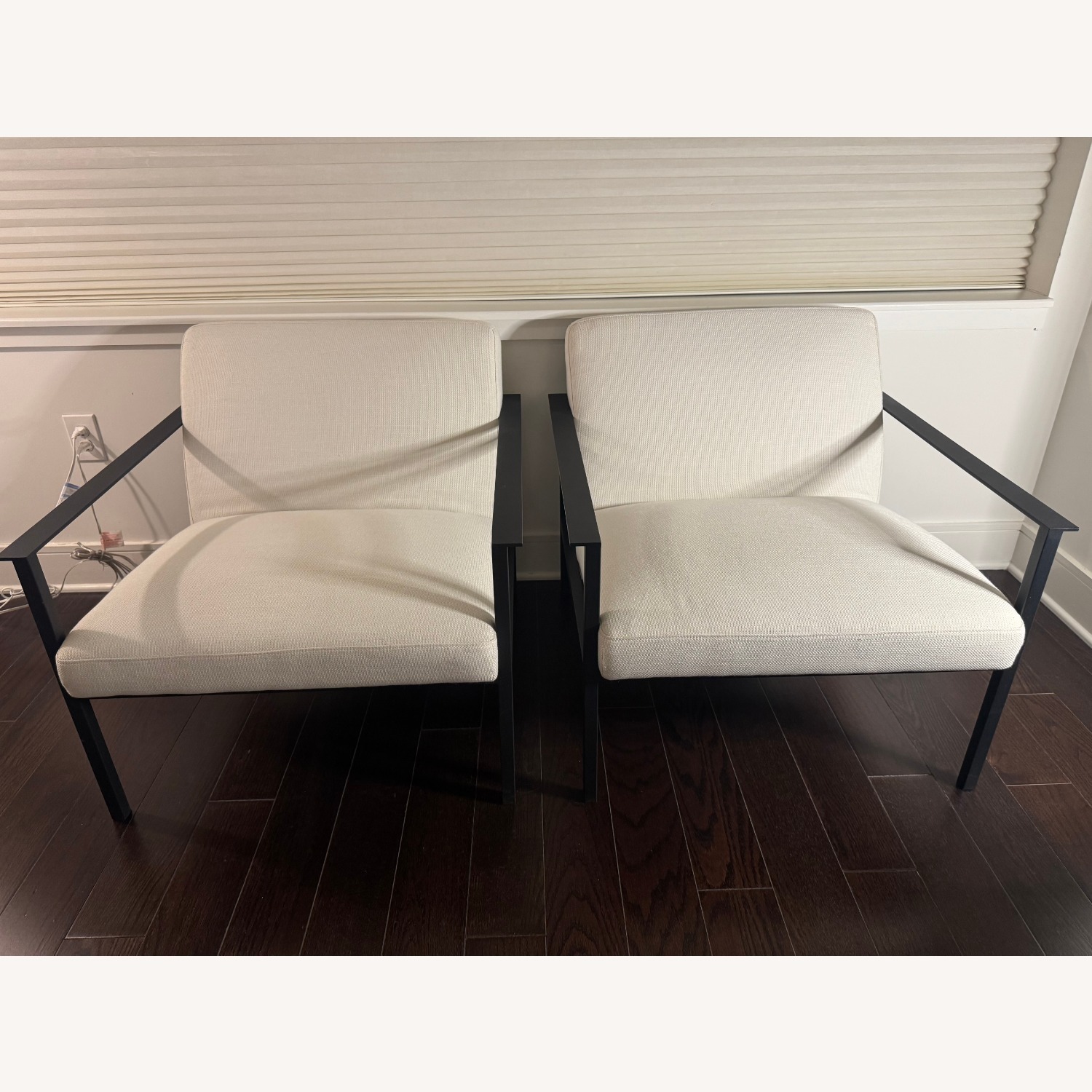 CB2 Cue White Chair with Black Legs - AptDeco