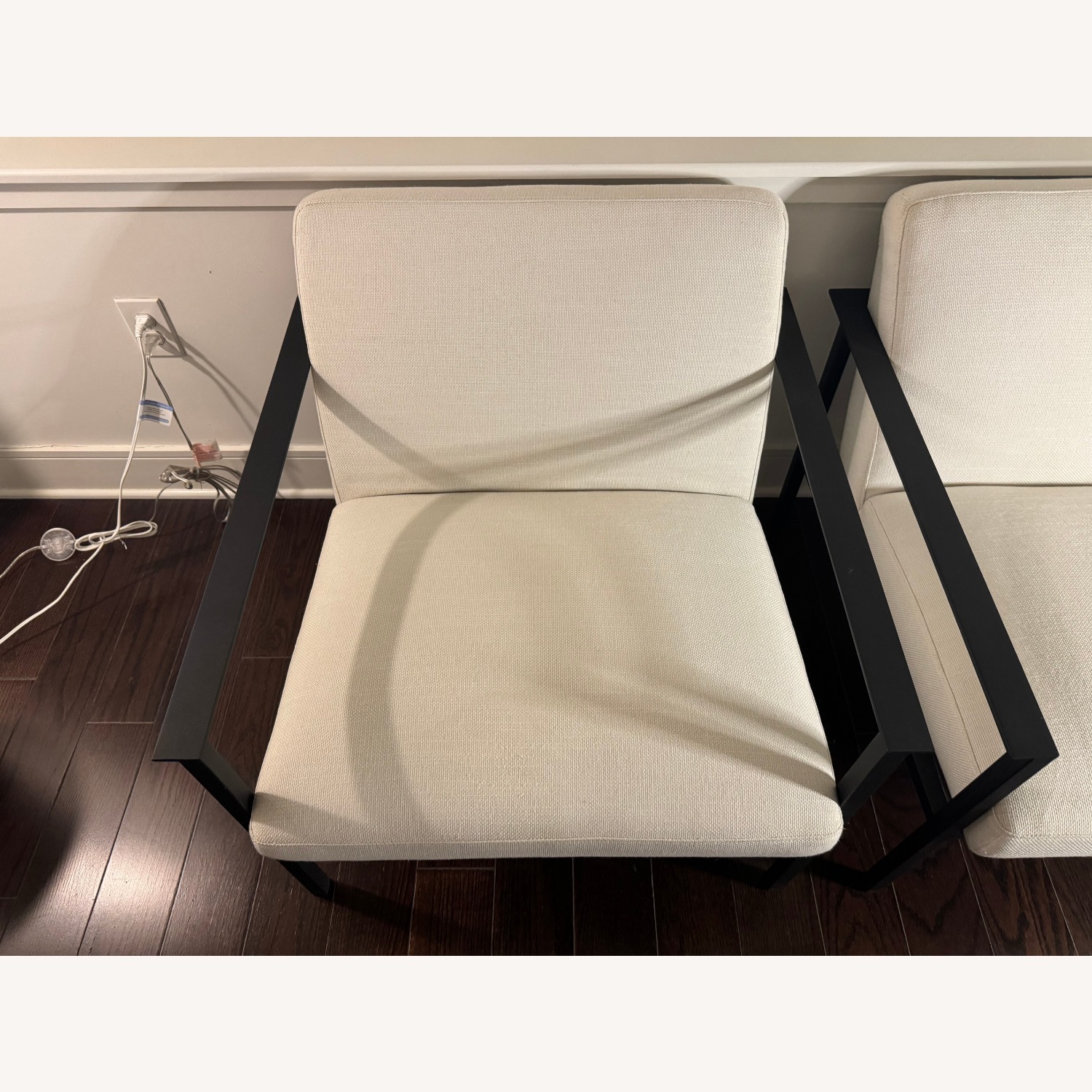 CB2 Cue White Chair with Black Legs - AptDeco