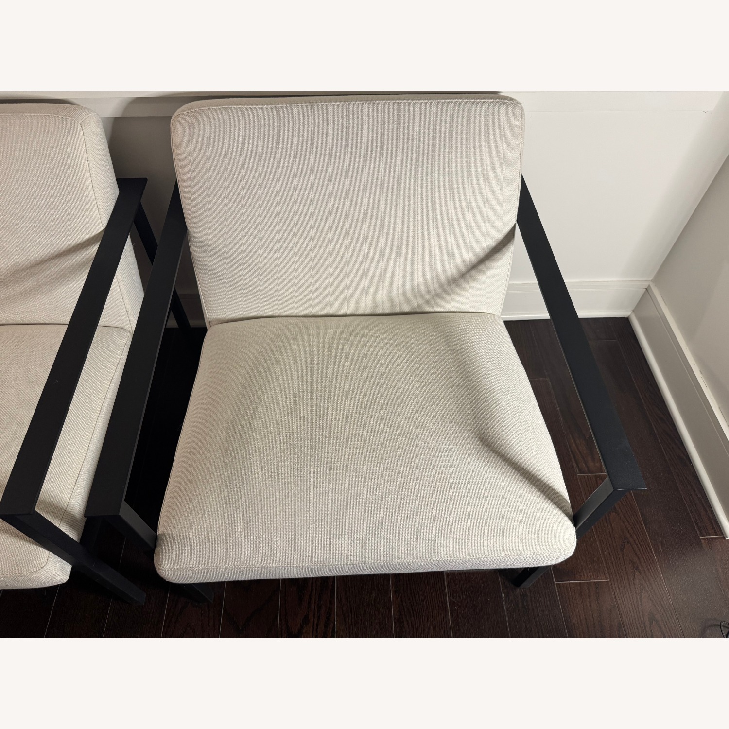 CB2 Cue White Chair with Black Legs - AptDeco