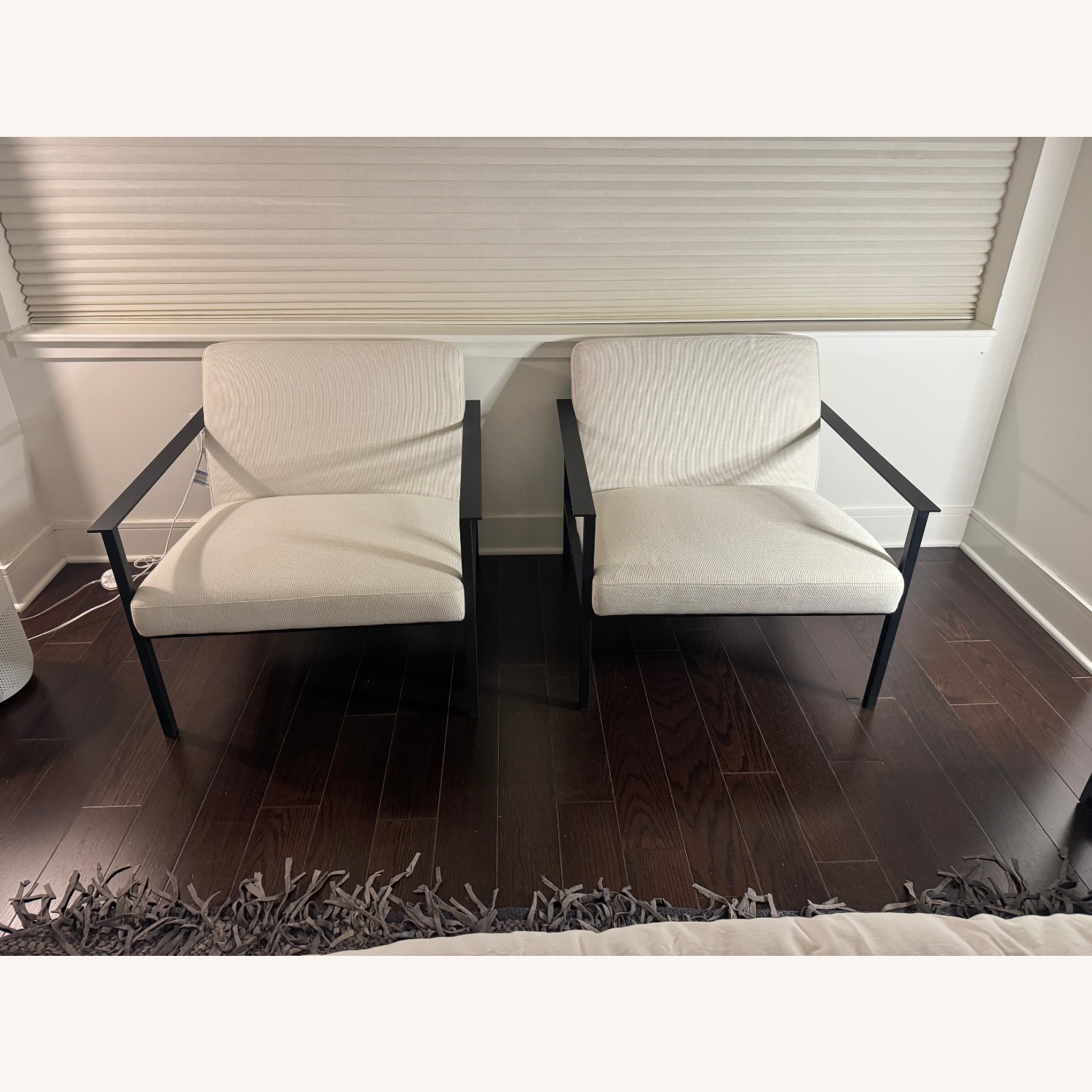 CB2 Cue White Chair with Black Legs - AptDeco