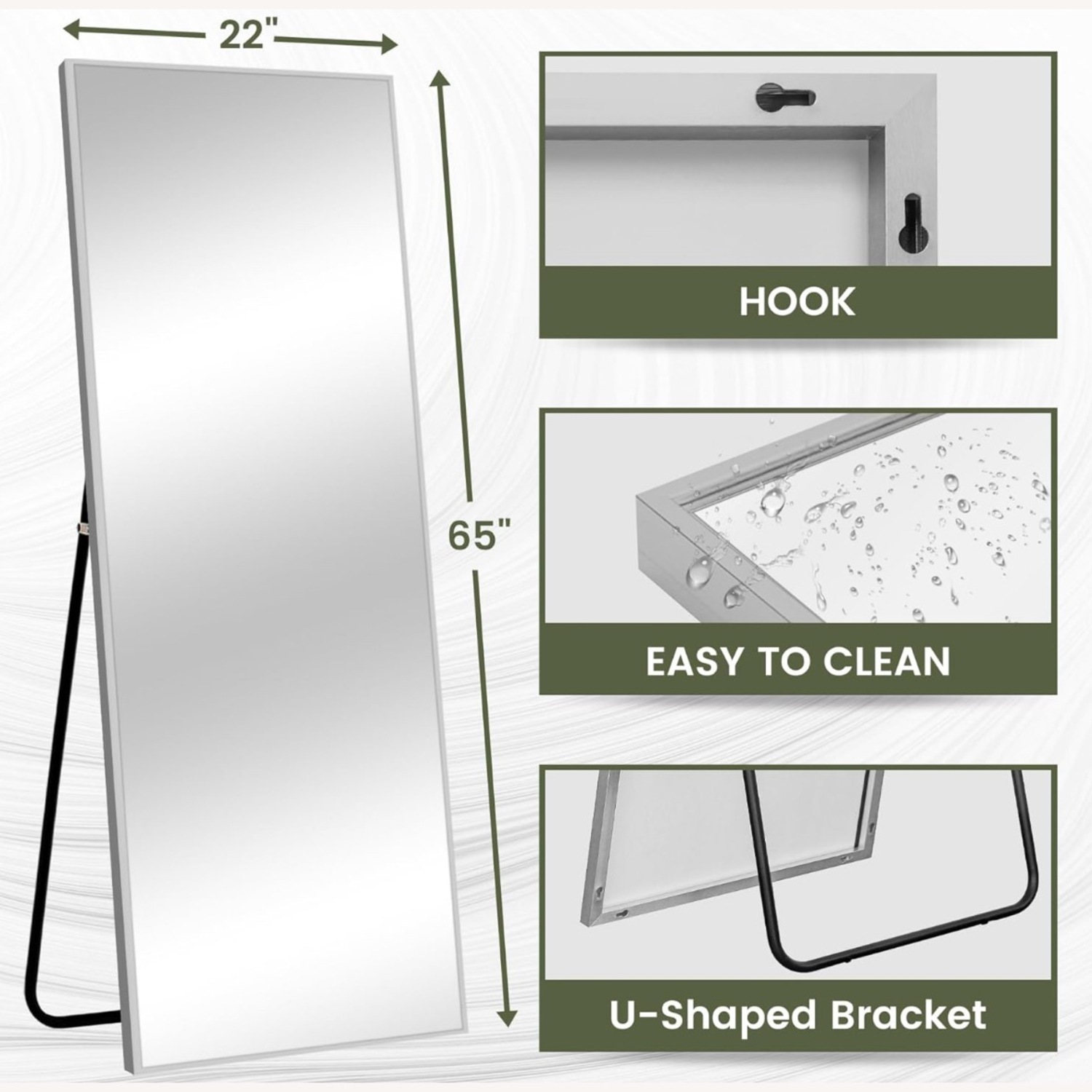 Aluminum 65”x22” Floor Mirror - AptDeco