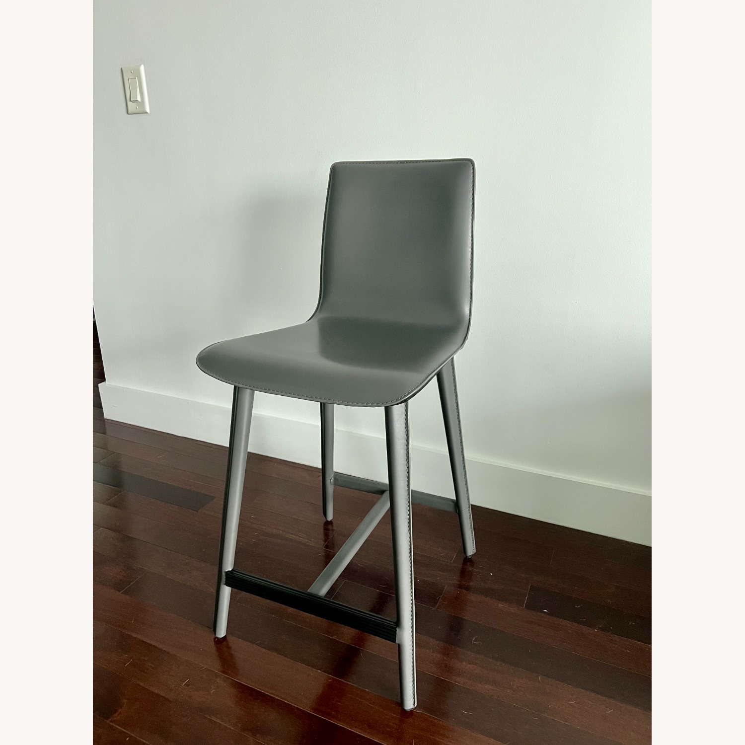 Room & Board Hirsch Counter Stool in Grey Leather - AptDeco