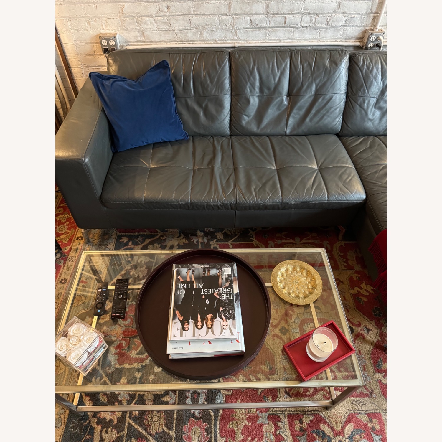 ABC Carpet and Home MCM Tufted Leather Sectional - AptDeco