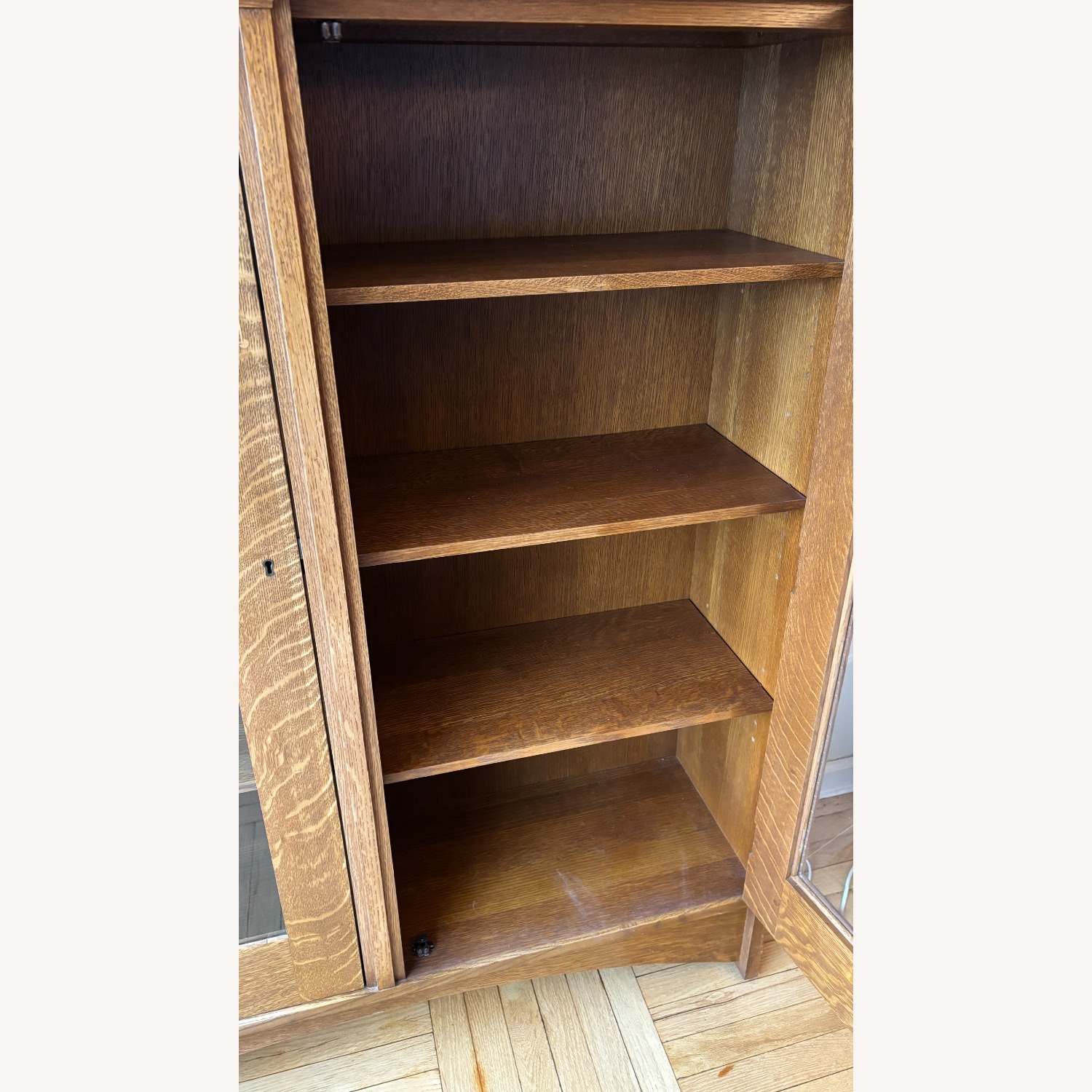 Stickley Harvey Ellis Solid Oak Inlaid Bookcase - AptDeco