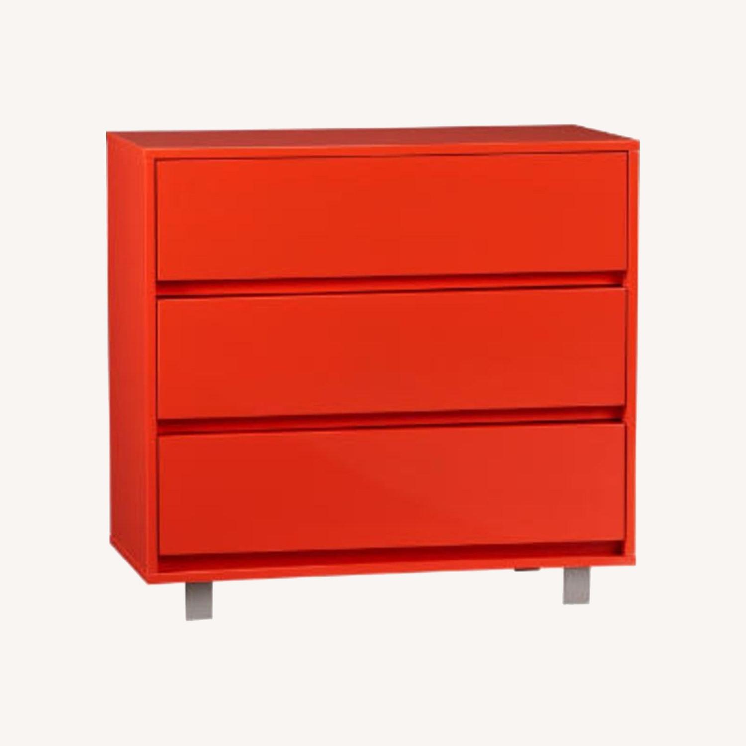 CB2 Modern Lobster Red Dresser - AptDeco