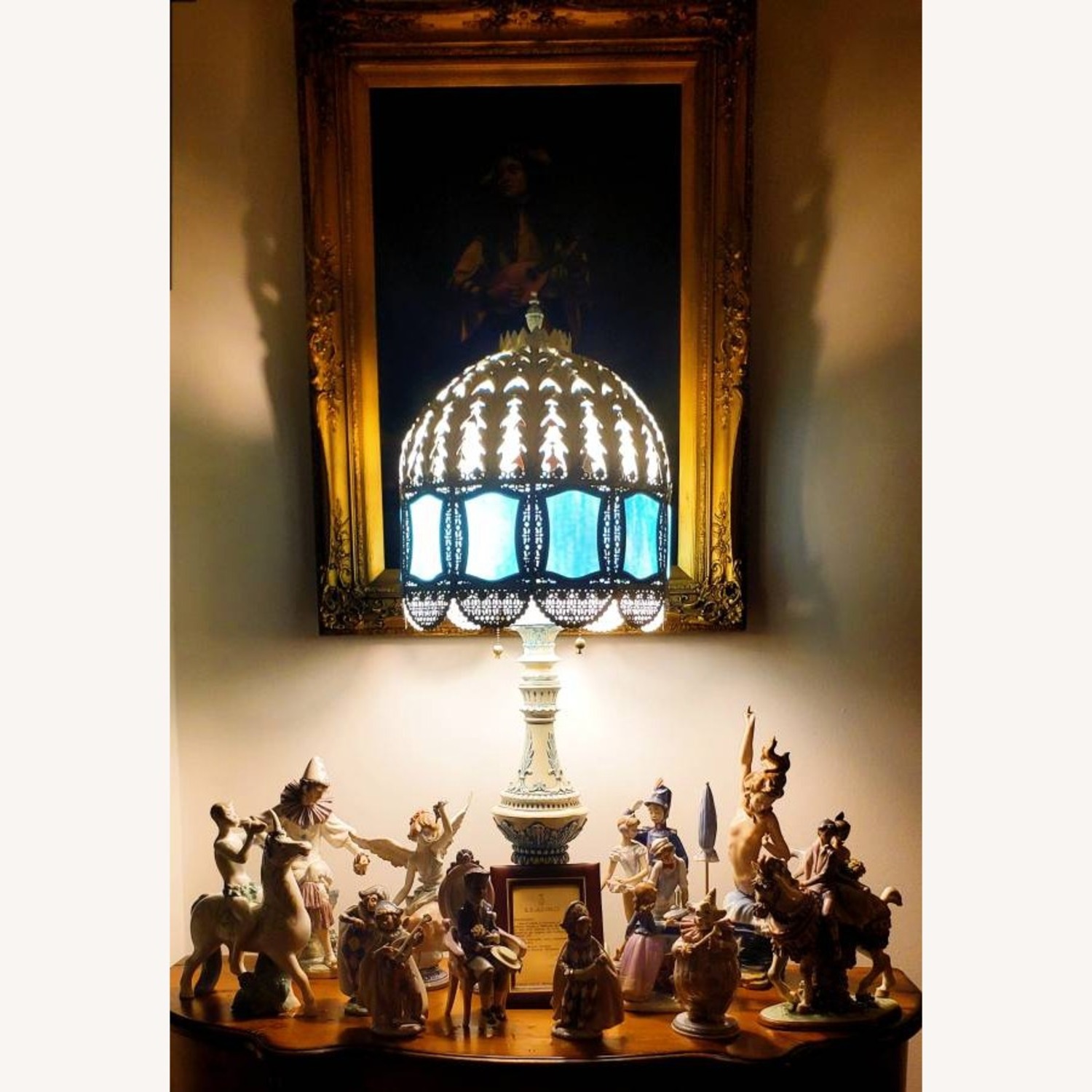 Gothic Stained Slag Glass Tiffany Lamp - AptDeco