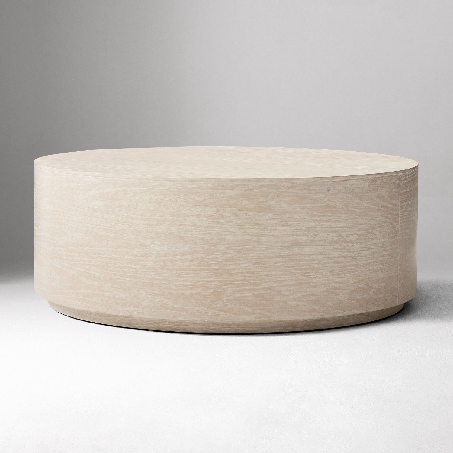 West Elm Volume Round Drum Coffee Table - Wood - AptDeco