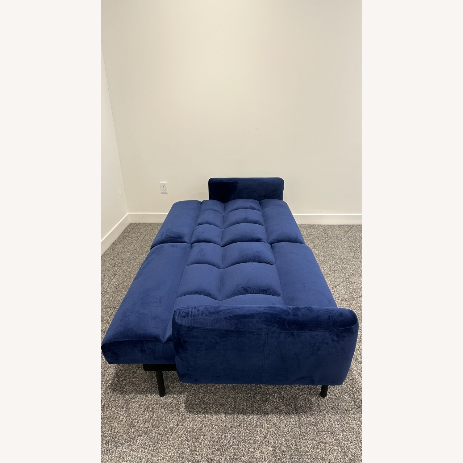 Navy Velvet Futon Sofa Bed - AptDeco