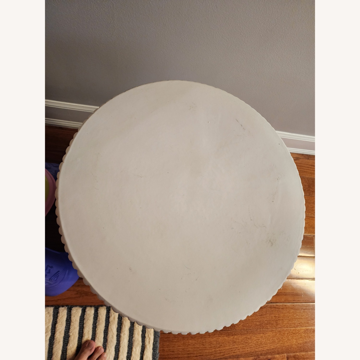 West Elm Fluted Side Table White Ceramic - AptDeco