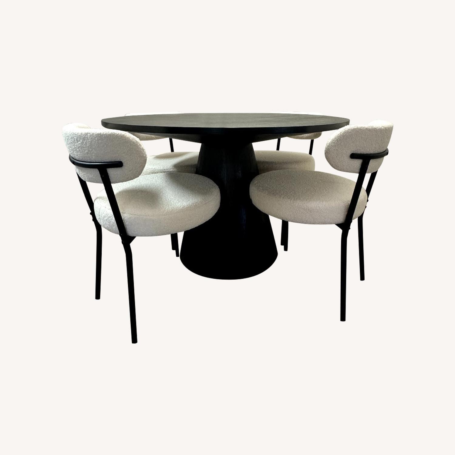Black Round Dining Table + 4 Chairs - AptDeco