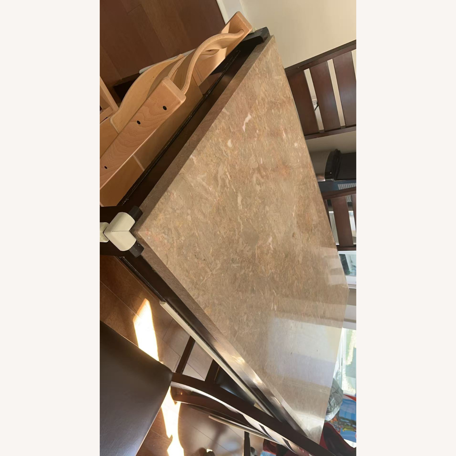 38" Dining Table with Marble and Solid Wood - AptDeco