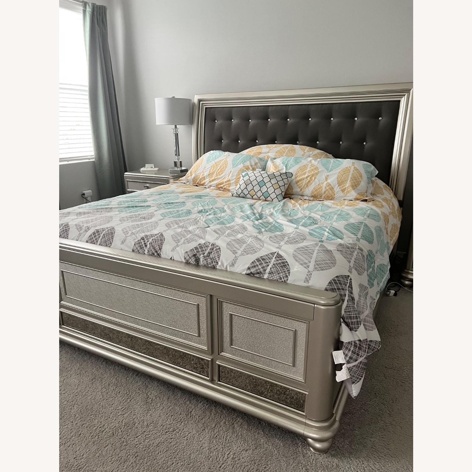 Ashley Furniture Glamorous Silver King Bed - AptDeco