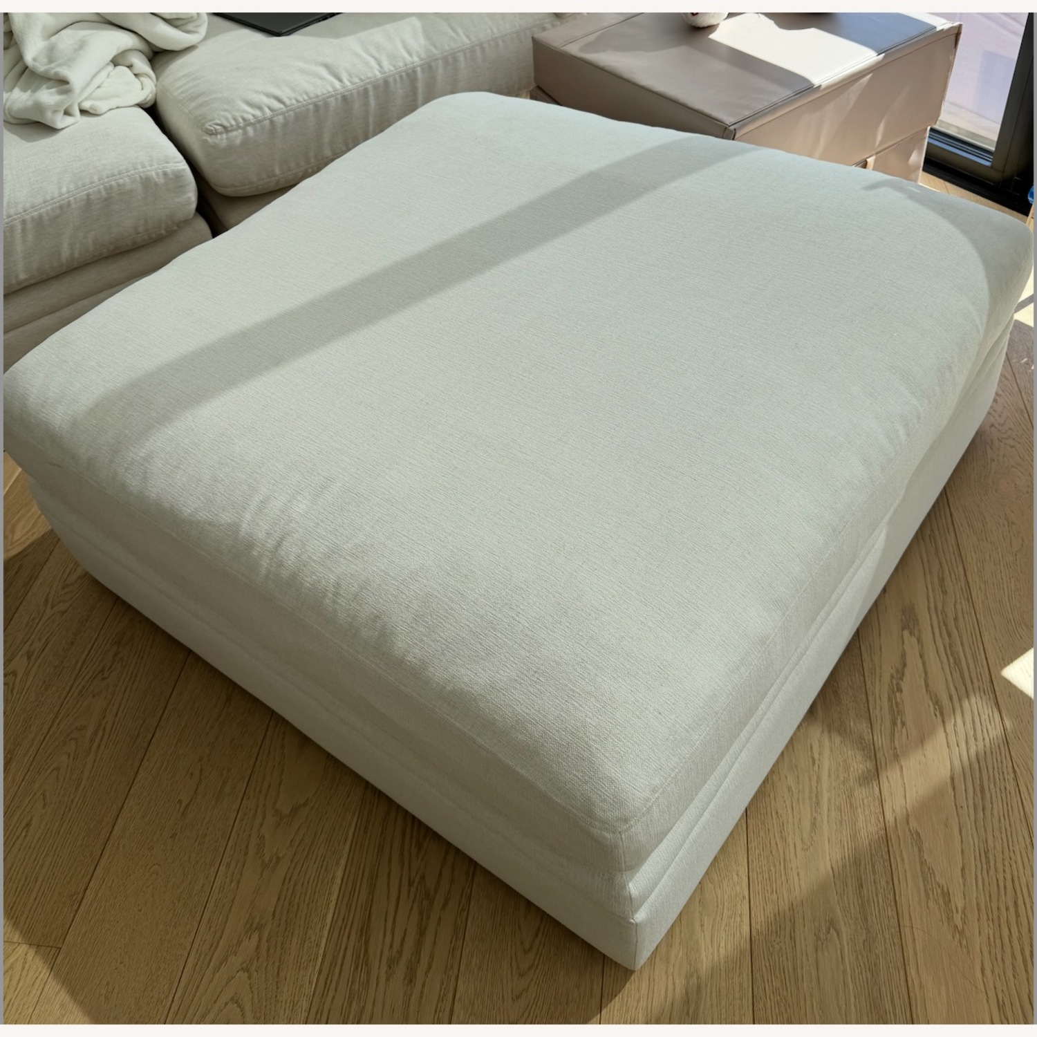 Arhaus Beale Square Ottoman - Snow Nomad - AptDeco