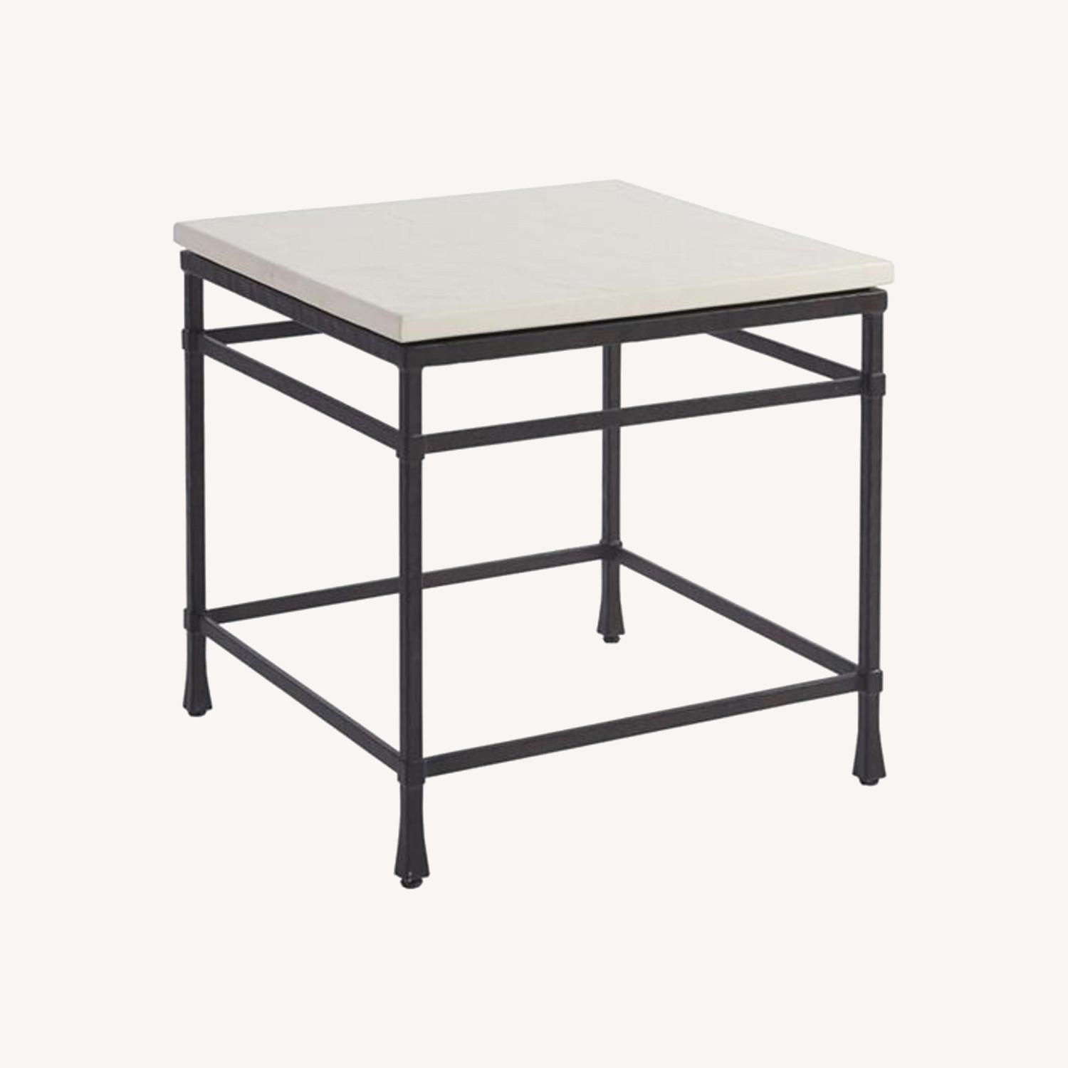 Butera Modern White Top Metal Side Table - AptDeco