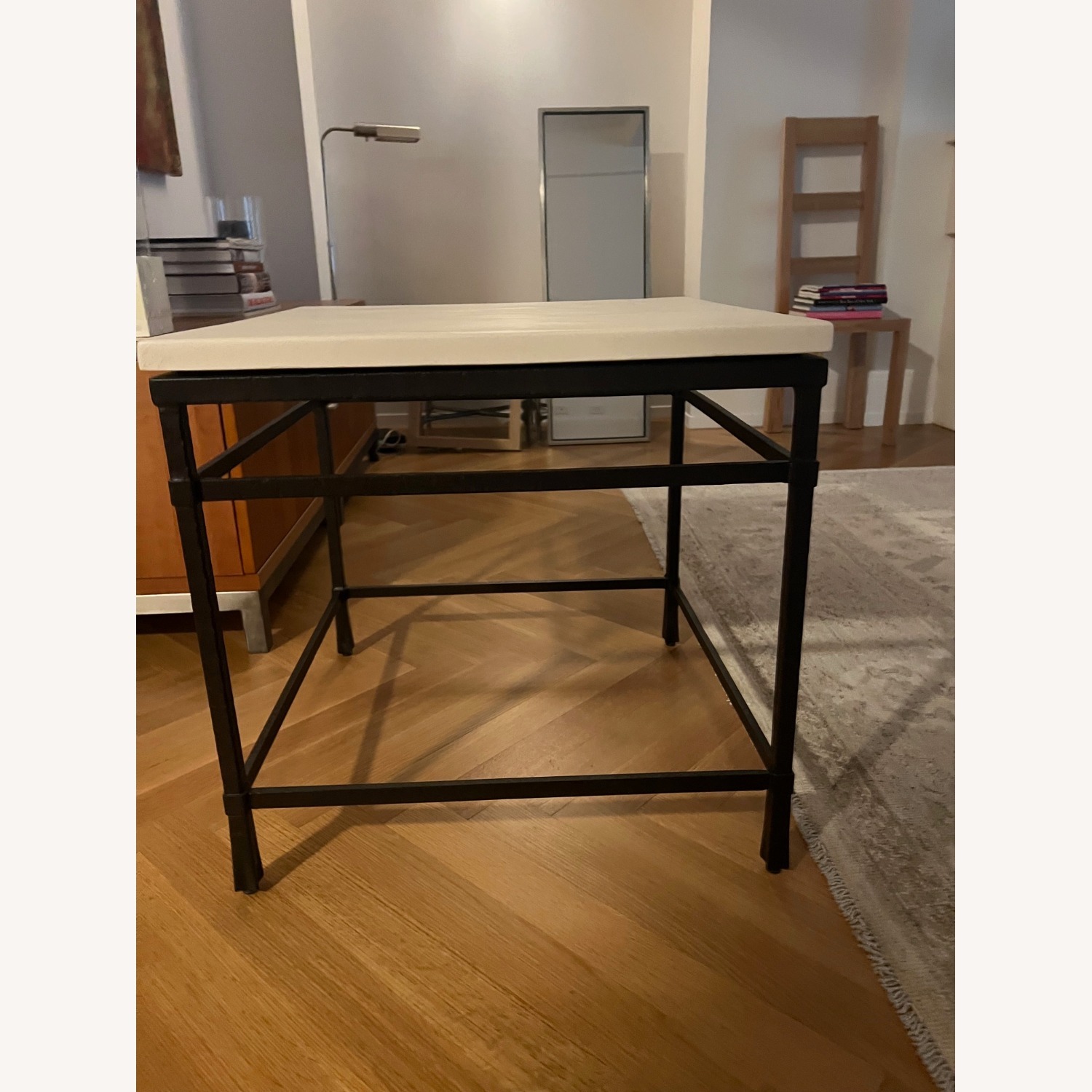 Butera Modern White Top Metal Side Table - AptDeco