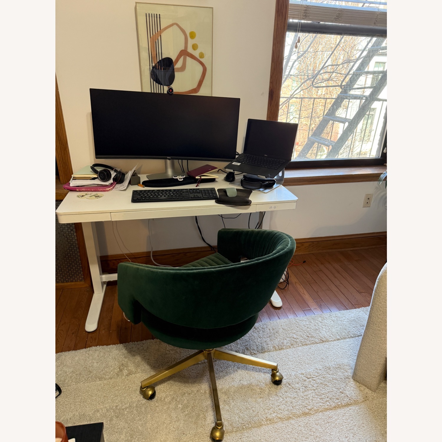 CB2 Channel Green Office Chair - AptDeco